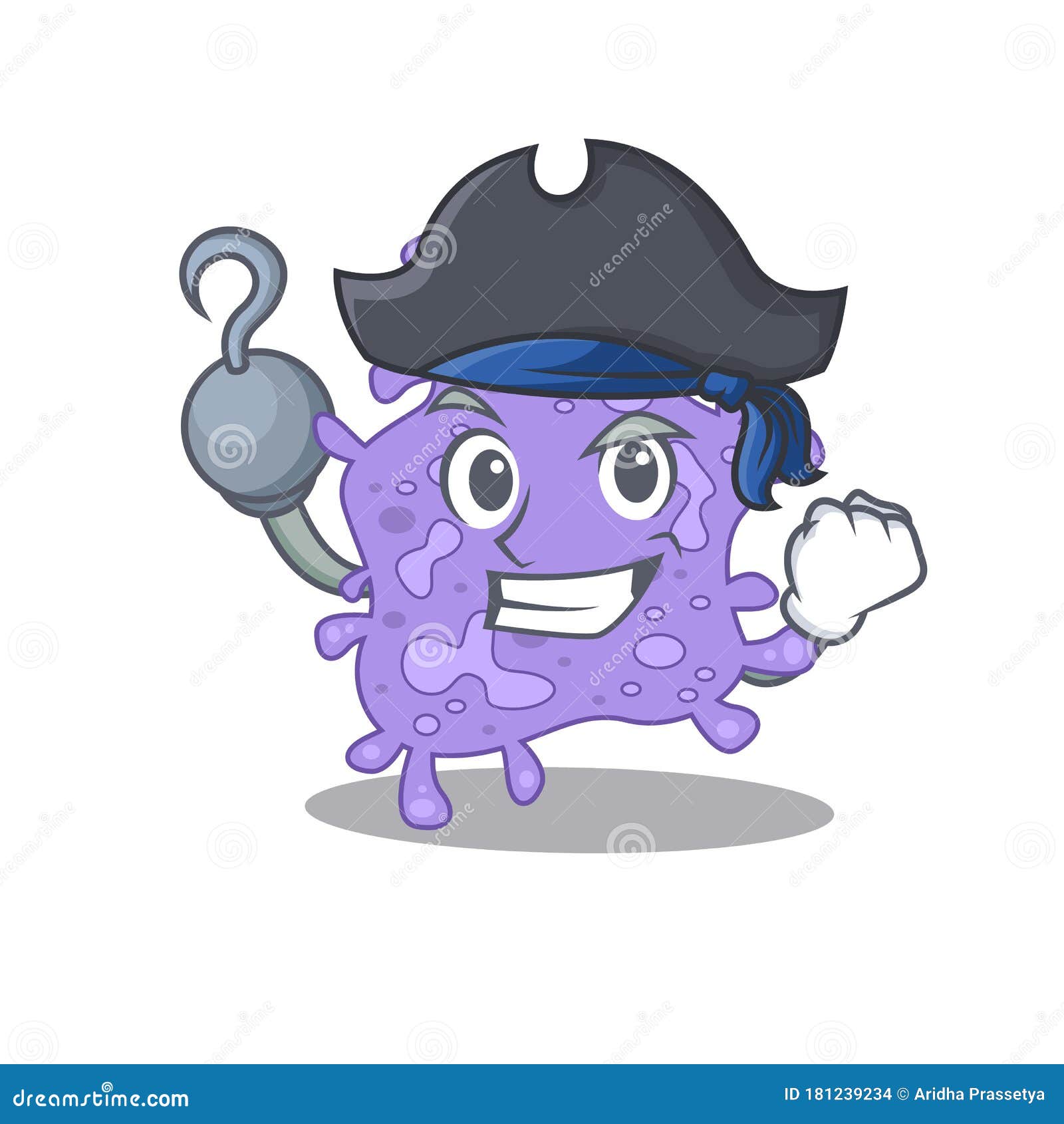 Staphylococcus Aureus Cartoon Design Style As a Pirate with Hook Hand ...