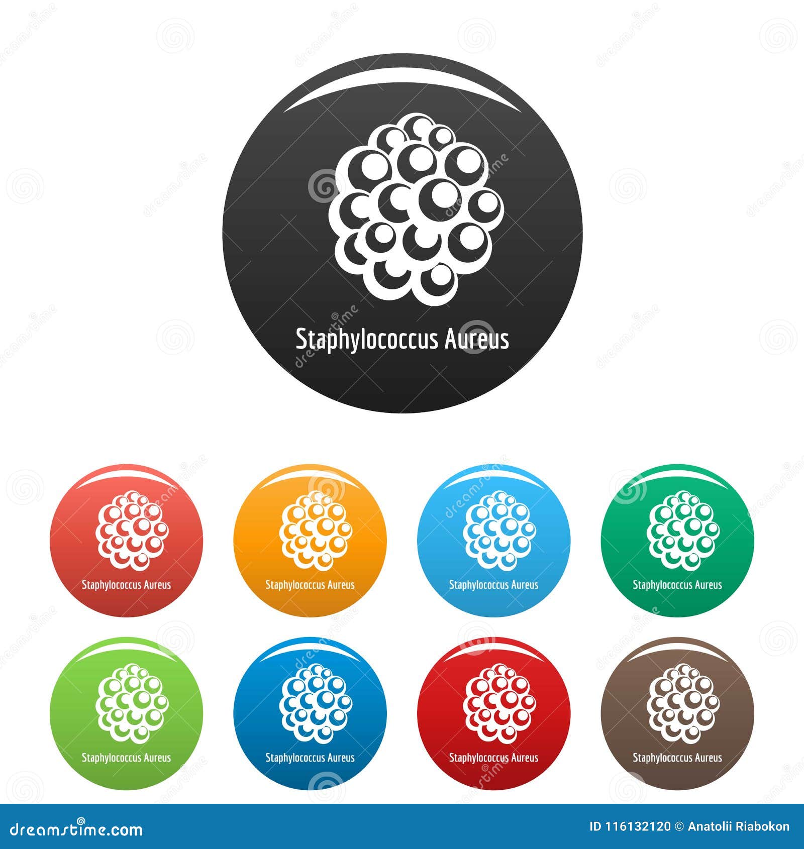 Staphylococcus Aureus Icons Set Color Vector Stock Vector ...