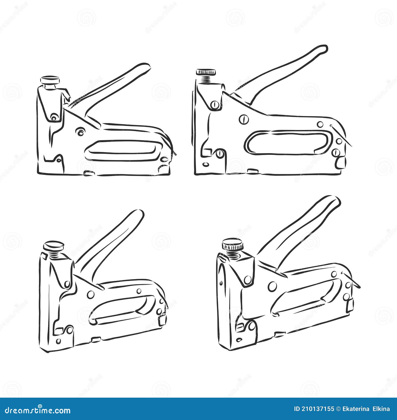 Staple Gun. Stapler Construction Vector Sketch Illustration Stock ...