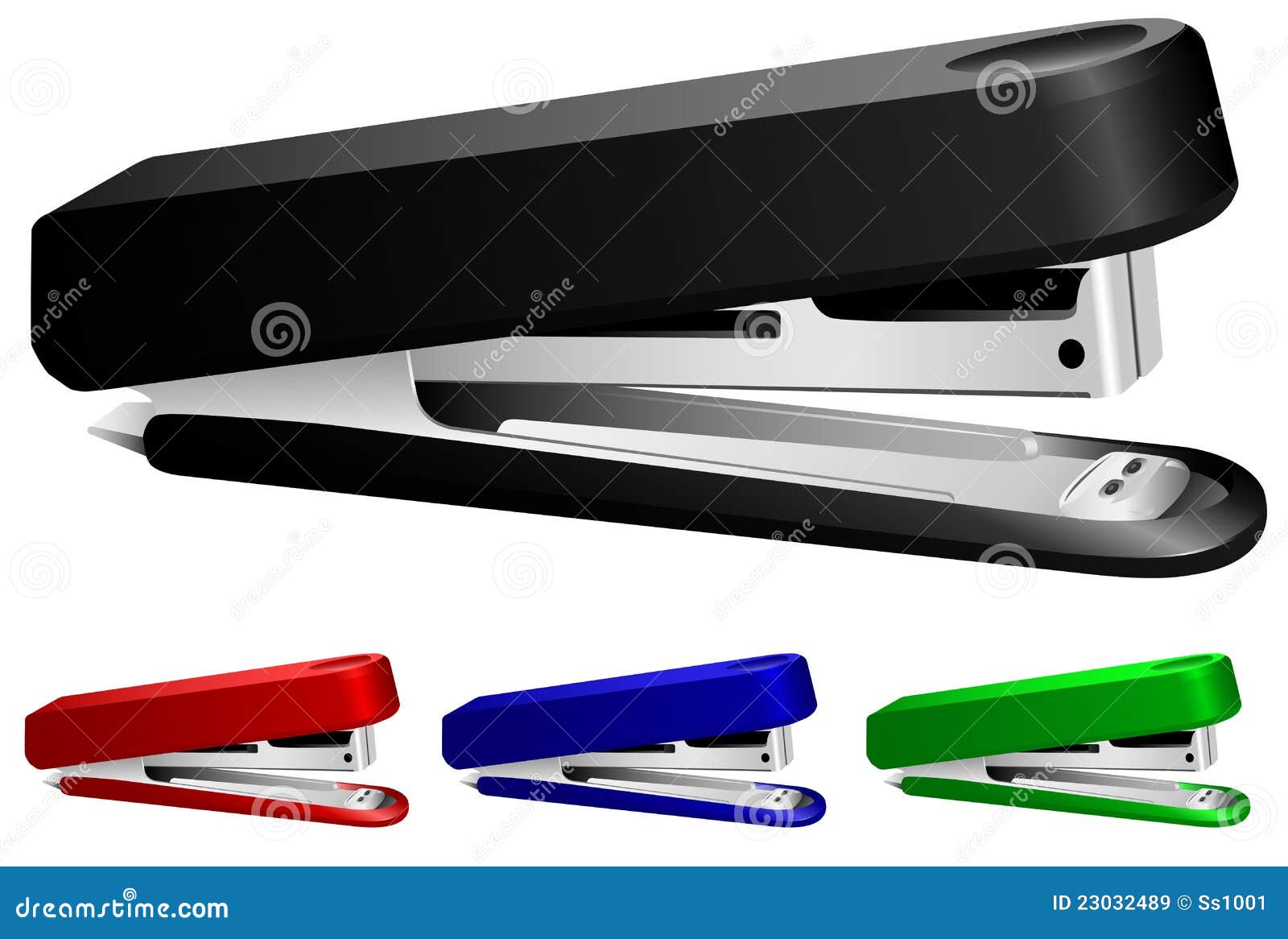 Red Plastic Stapler. Device For Fastening Sheets. Cartoon Vector ...
