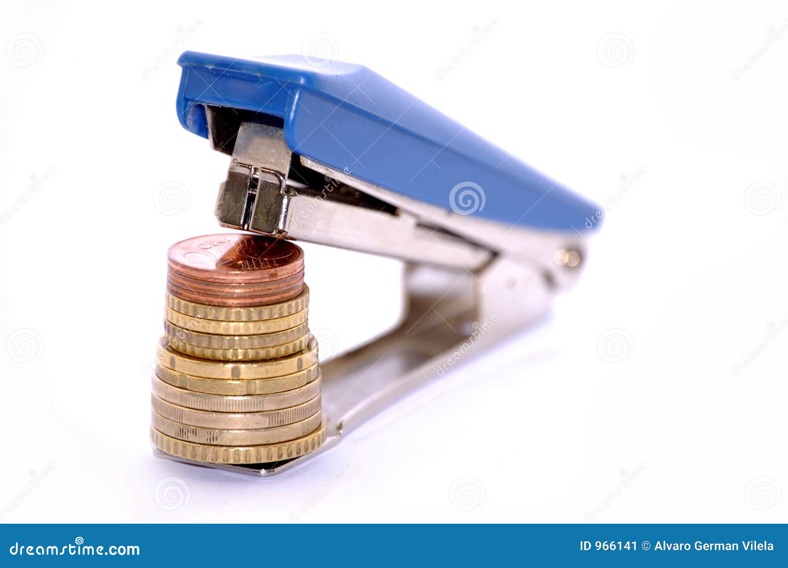 Stapler with coins stock image. Image of credit, interests - 966141