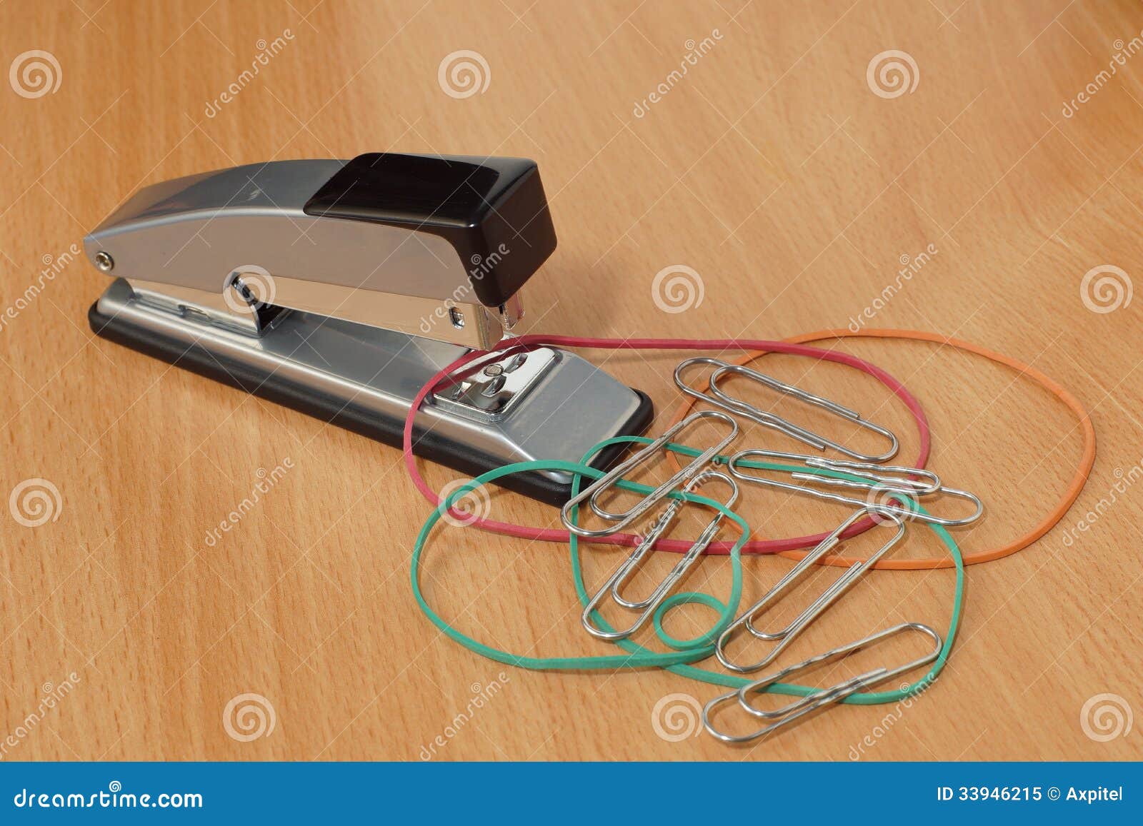 Stapler, Elastic Bands and Clips. Stock Image - Image of secretary ...