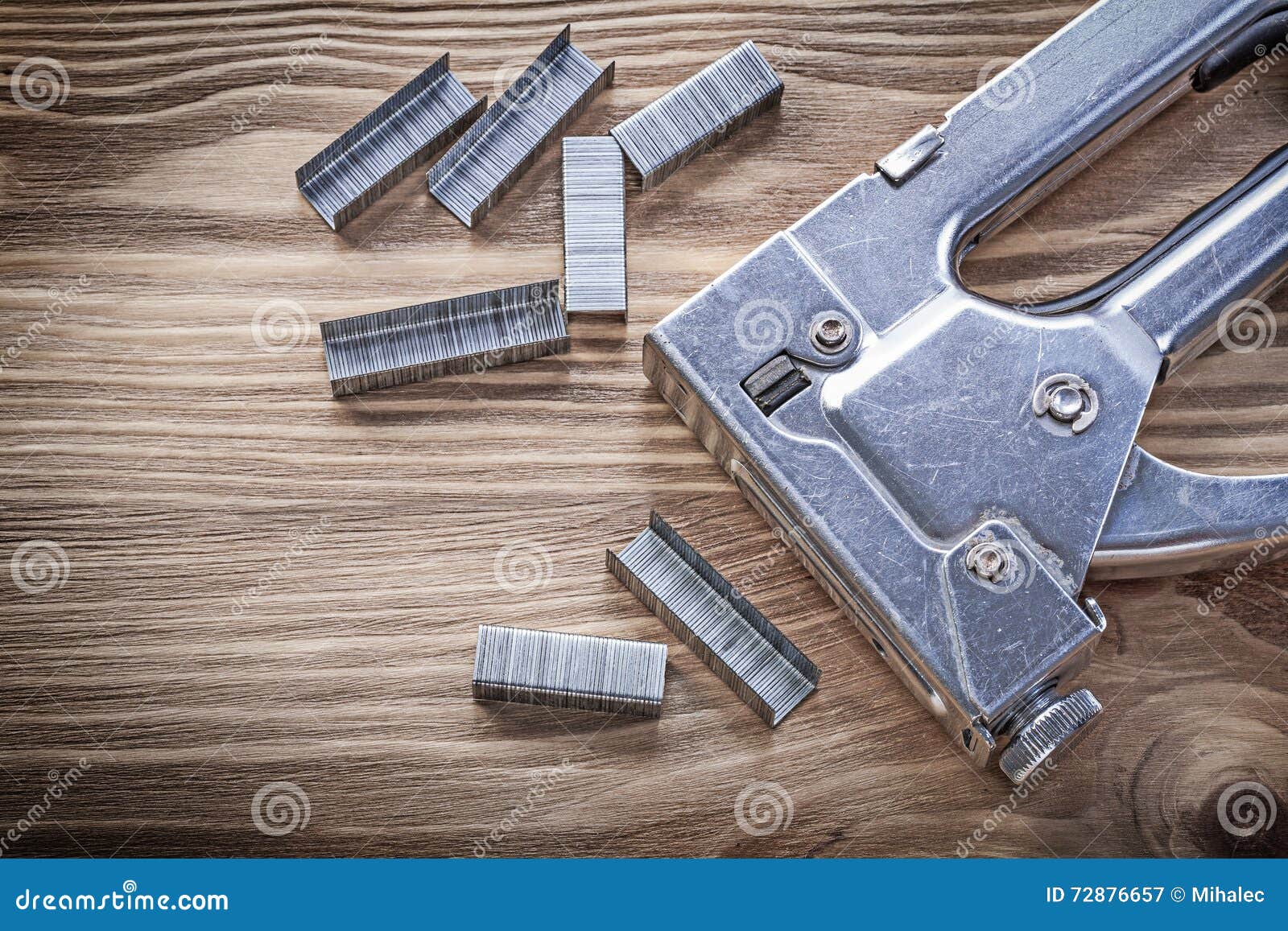 Stapler Gun Staples on Wooden Board Construction Concept Stock Image ...