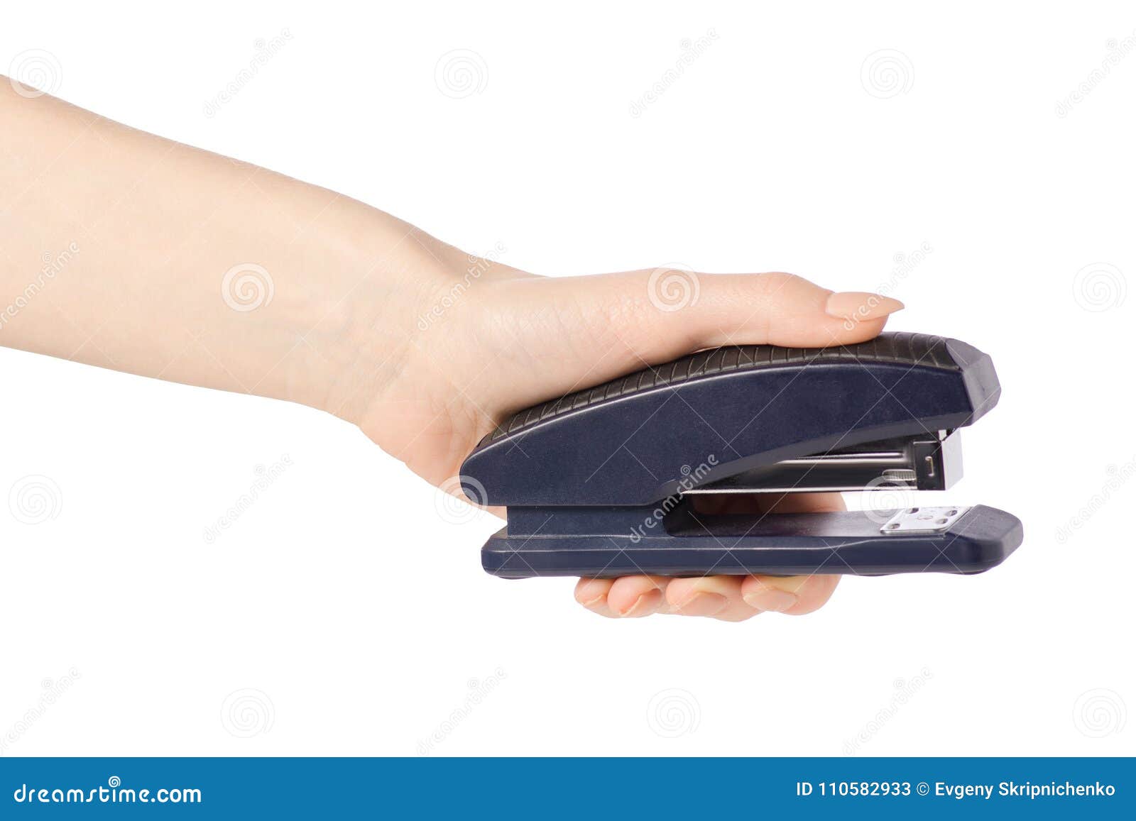 Stapler in hand stock image. Image of plastic, hold - 110582933