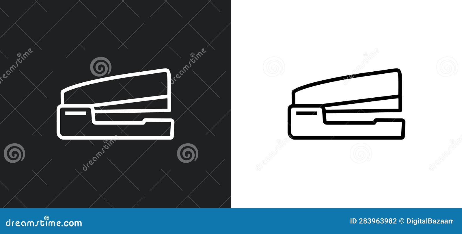 Stapler Outline Icon in White and Black Colors. Stapler Flat Vector ...
