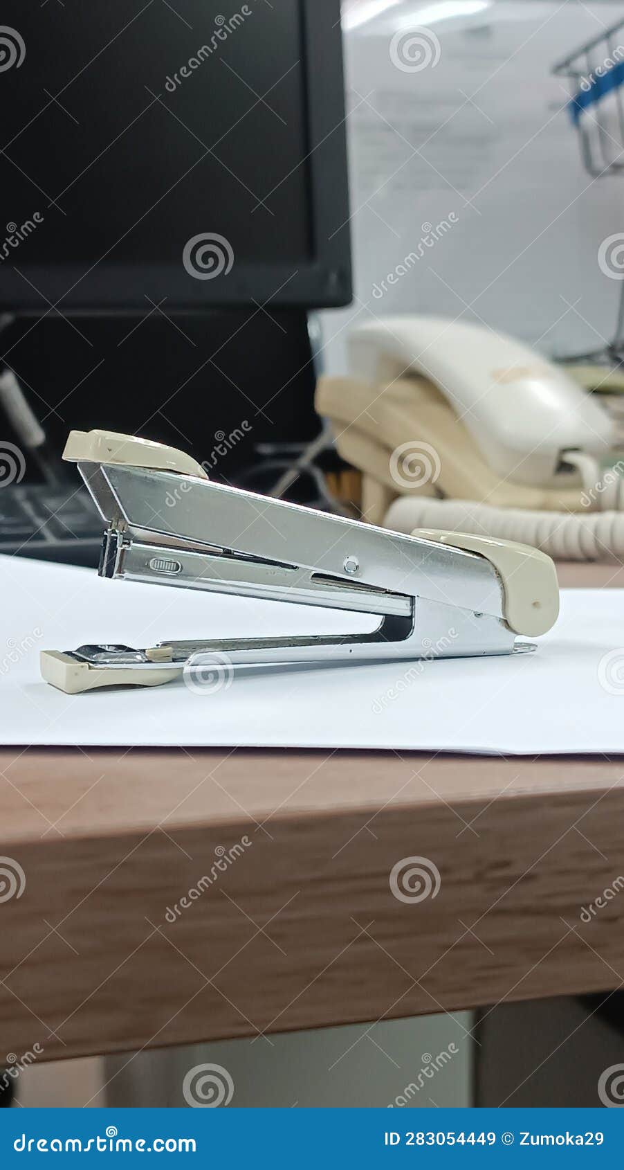 Stapler and paper stock image. Image of white, stapler - 283054449