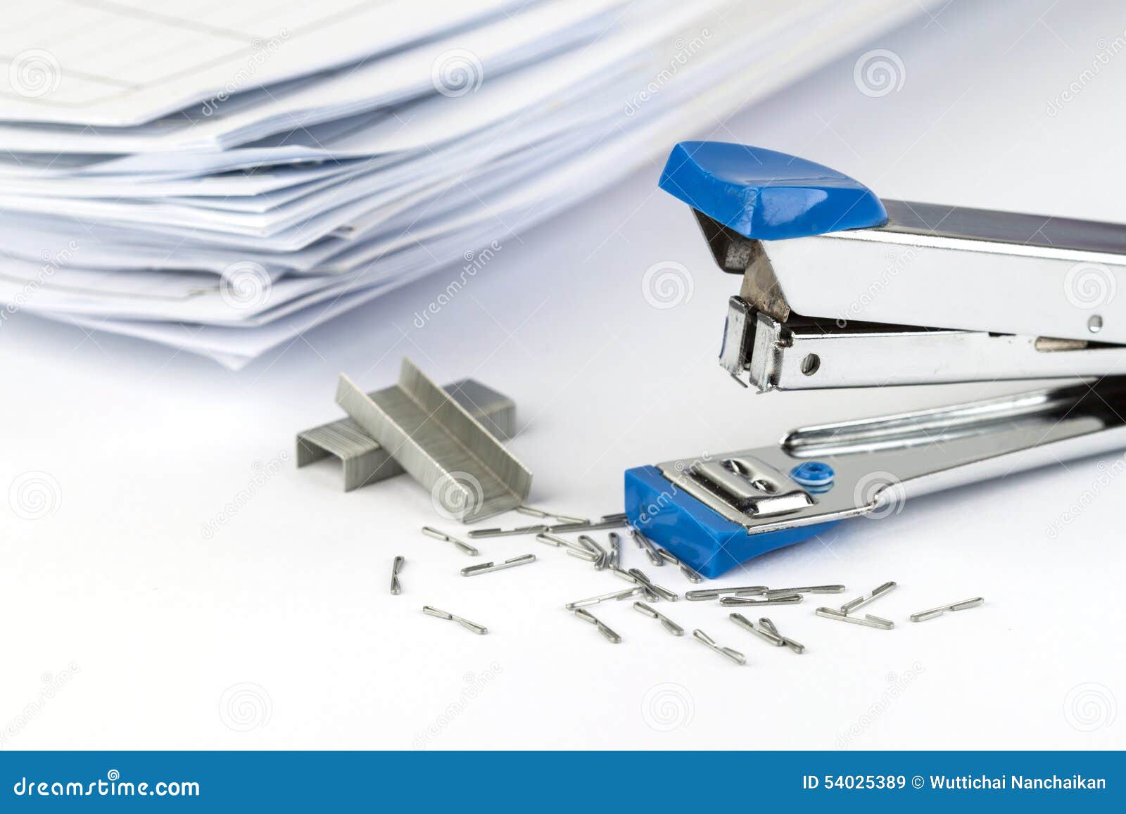 Stapler and Pile of Papers. Stock Image - Image of steel, paperwork ...