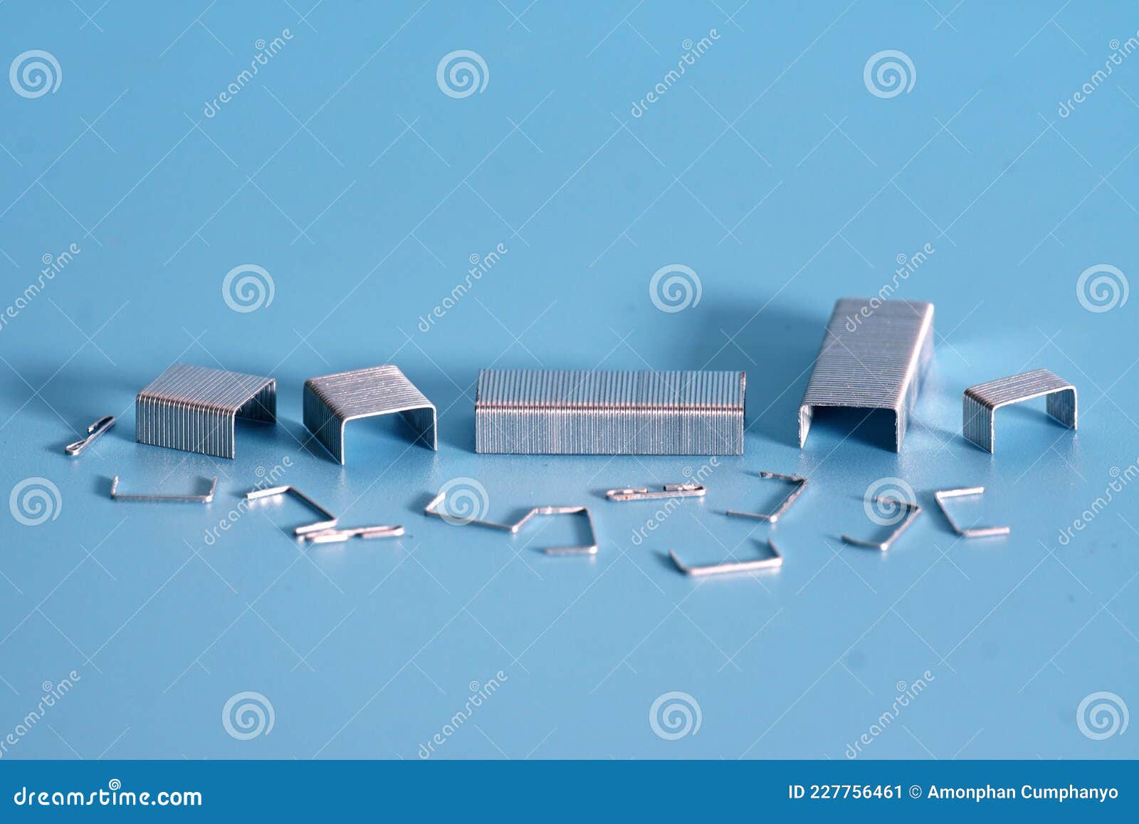 Stapler Pin with Blue Background Stock Image - Image of object, iron ...
