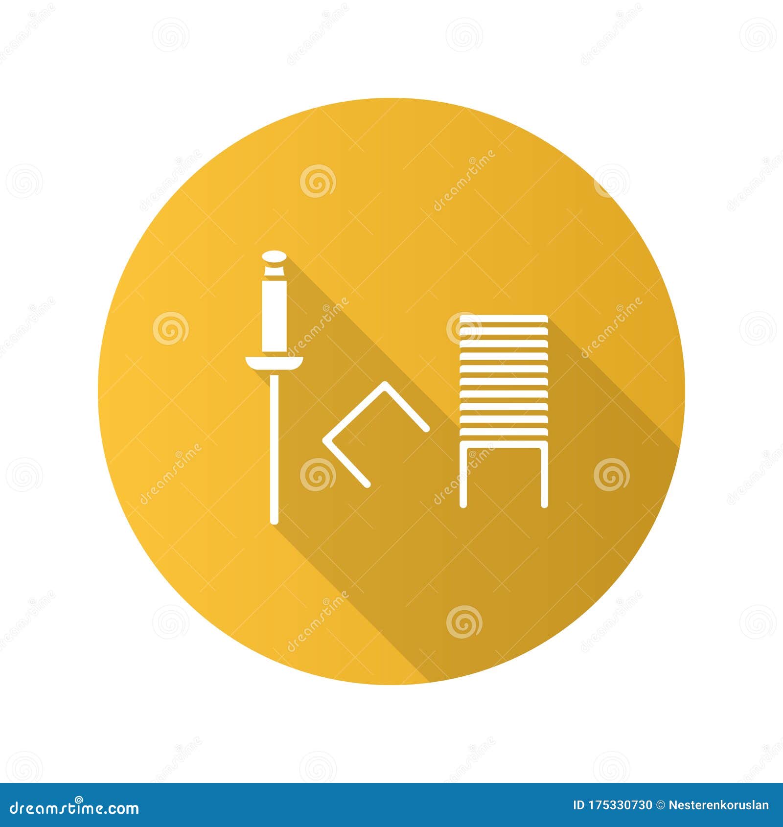 Stapler Pins Flat Design Long Shadow Glyph Icon Stock Vector ...