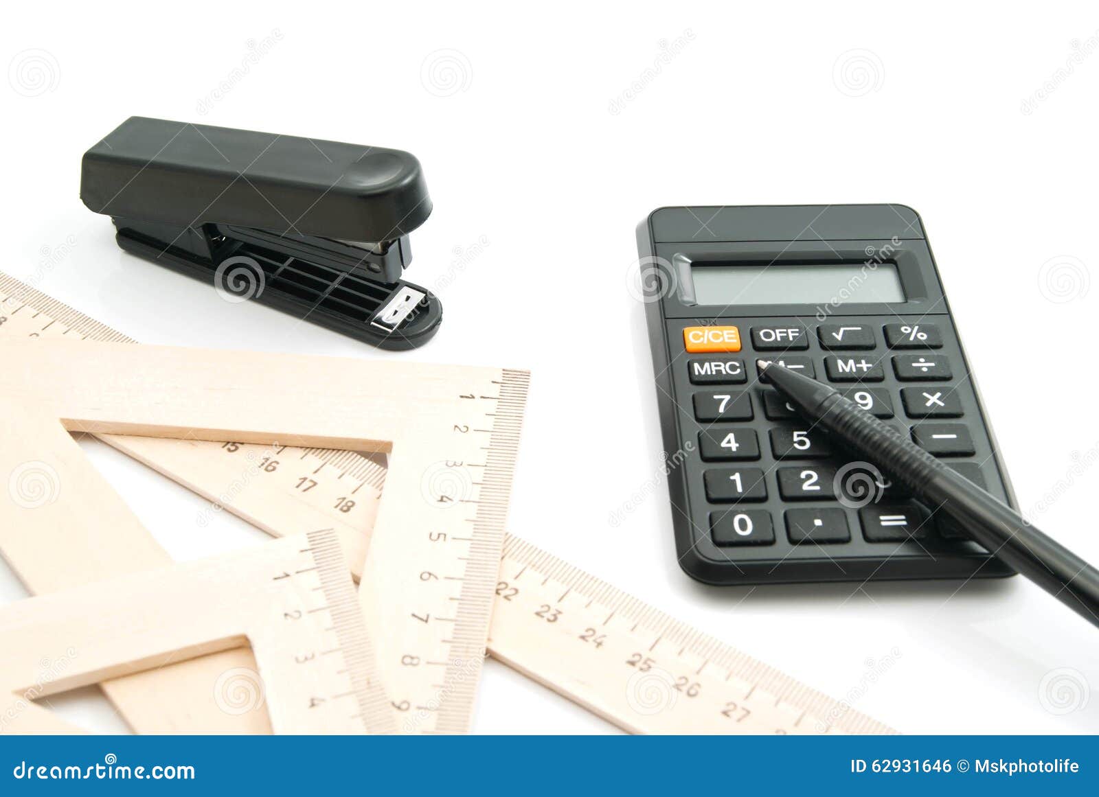 Stapler, Ruler and Other Stationery Stock Photo - Image of school ...