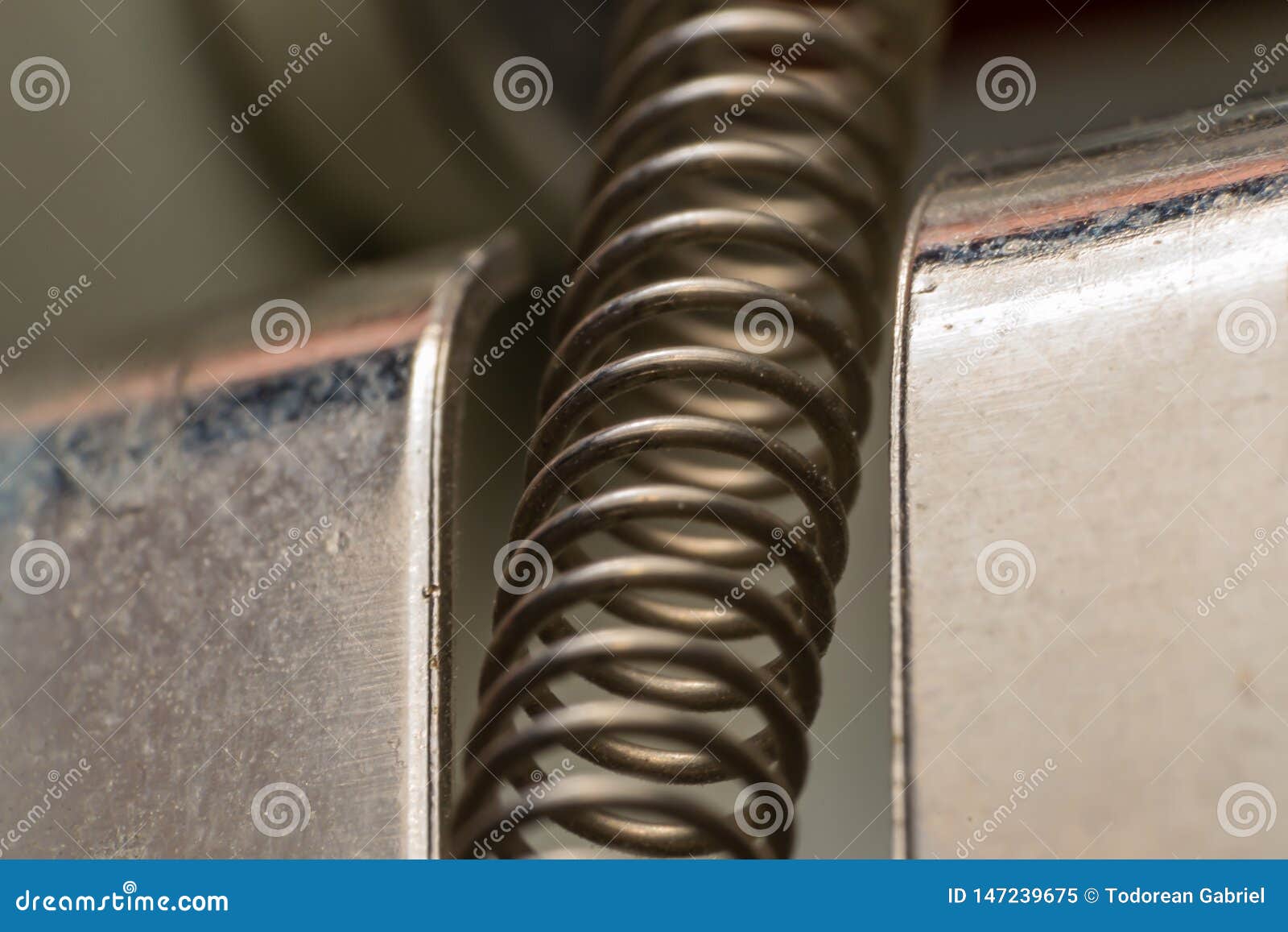 Stapler Spring Close-up and Blurred Background Stock Image - Image of ...