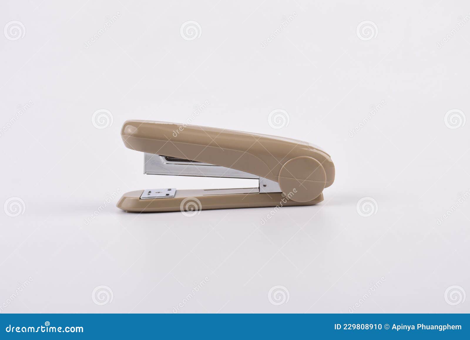 Stapler, View Side Stapler with Hand Pressed.Closeup Stock Photo ...