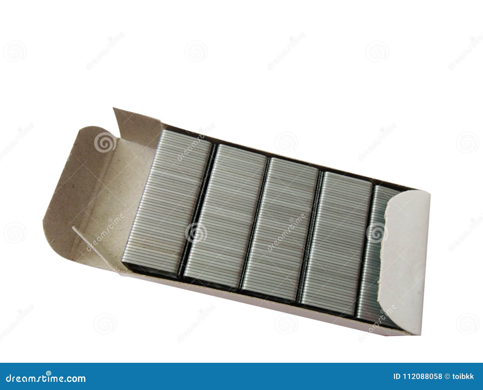 Staples in paper box stock photo. Image of wire, material - 112088058