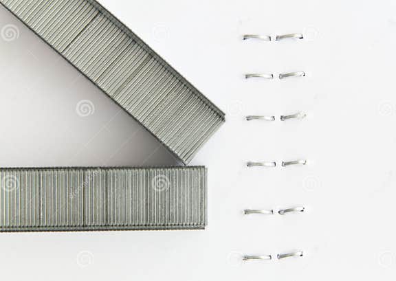 Staples in a stapled paper stock image. Image of strip - 70104969