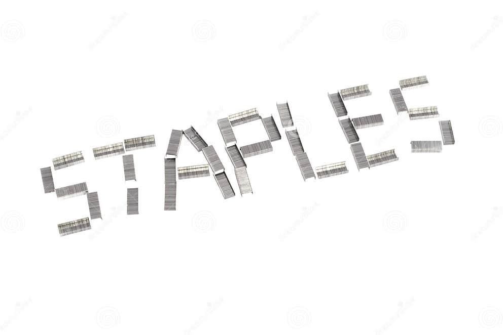 Staples stock photo. Image of word, background, white - 97015684