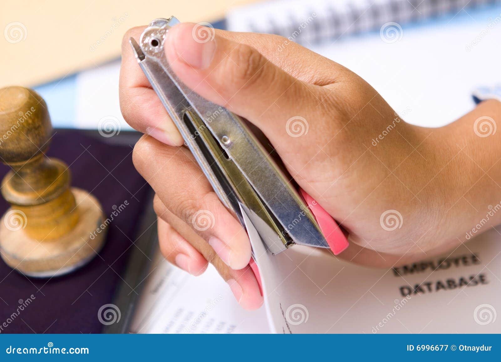 Stapling the document stock image. Image of hand, file - 6996677