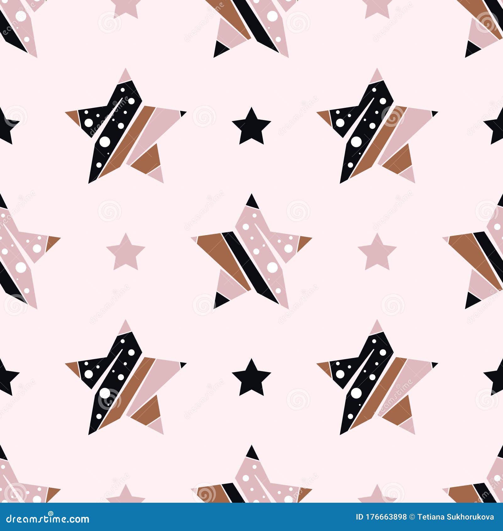 Stylized Stars On White Background Seamless Pattern Cartoon Vector ...