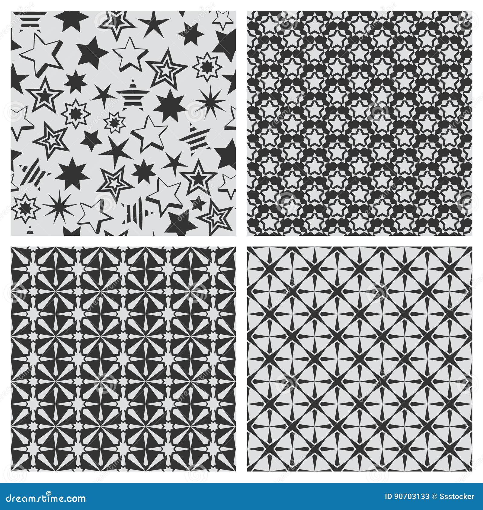 Star Abstract Seamless Pattern Texture Set Stock Vector - Illustration ...
