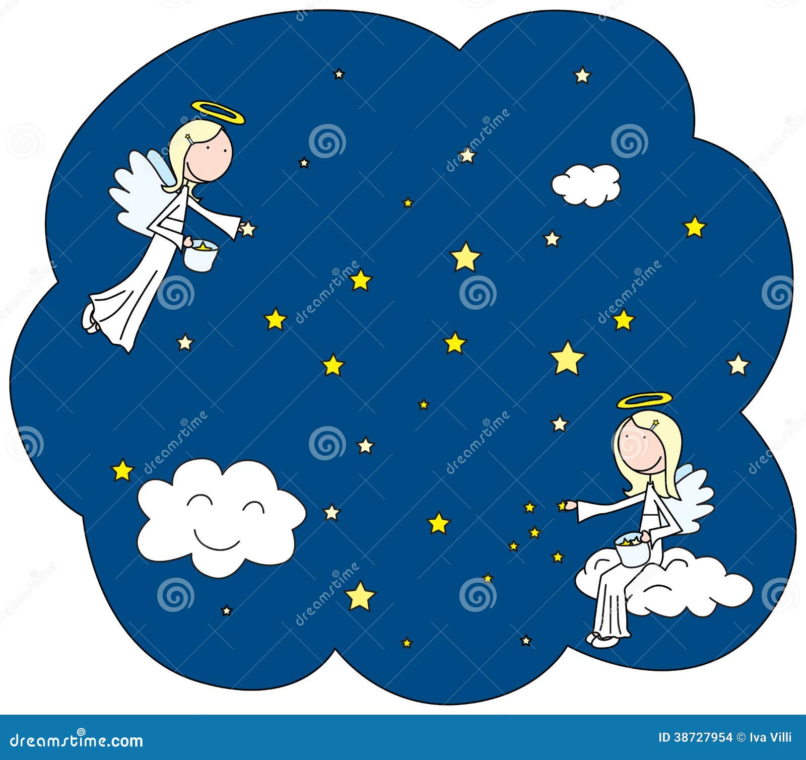 Star angels stock vector. Illustration of night, clouds - 38727954