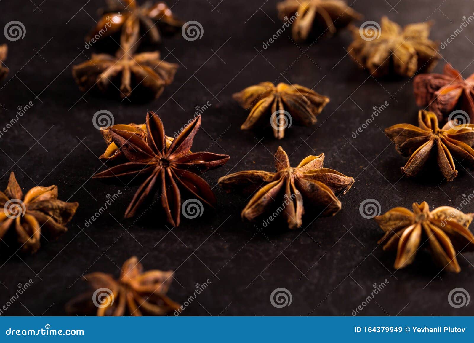 Star Anise on Black Table. Concept, Copy Space Stock Image - Image of ...