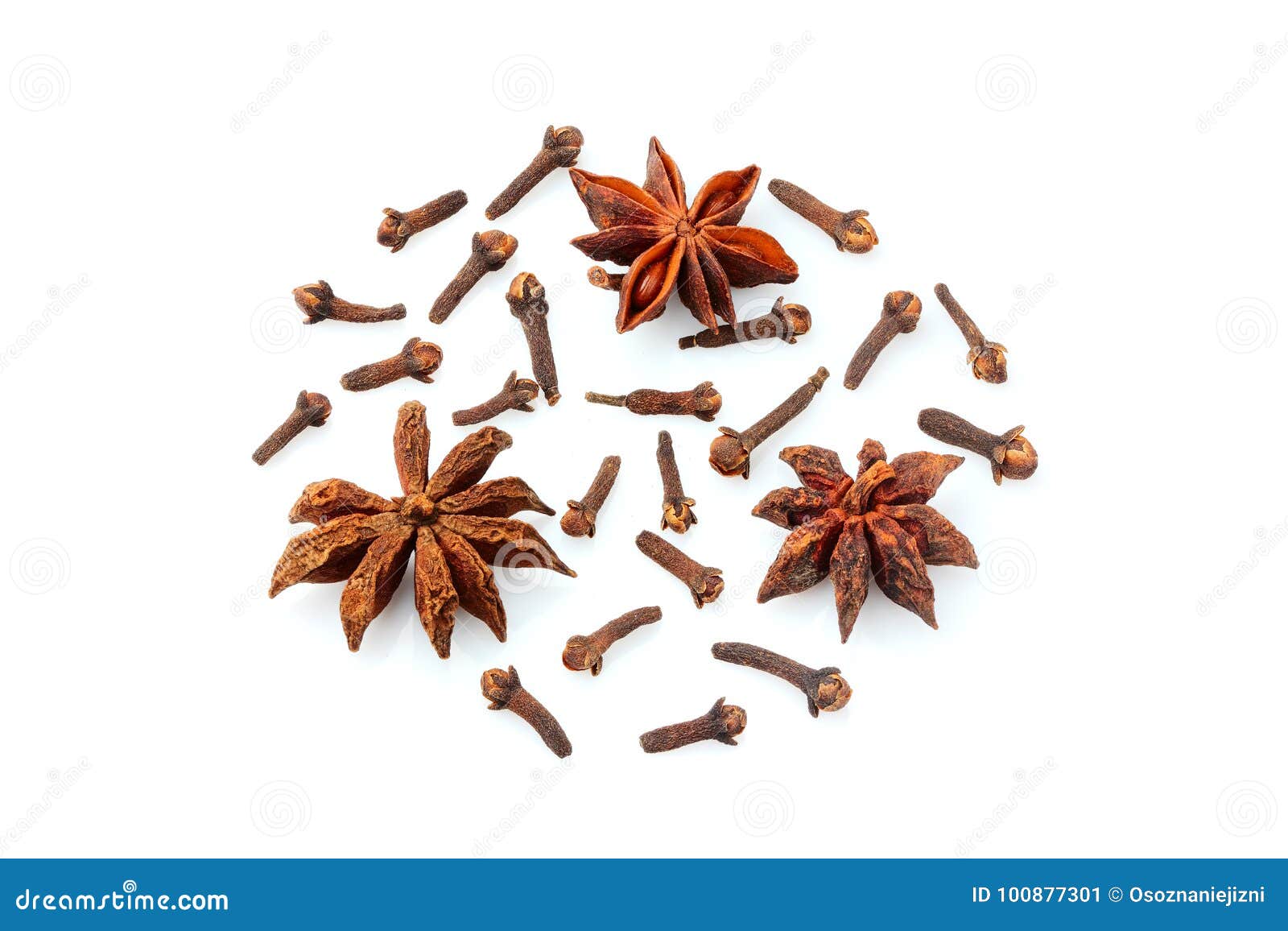 Star Anise and Cloves Scattered Isolated. Stock Image - Image of clove ...