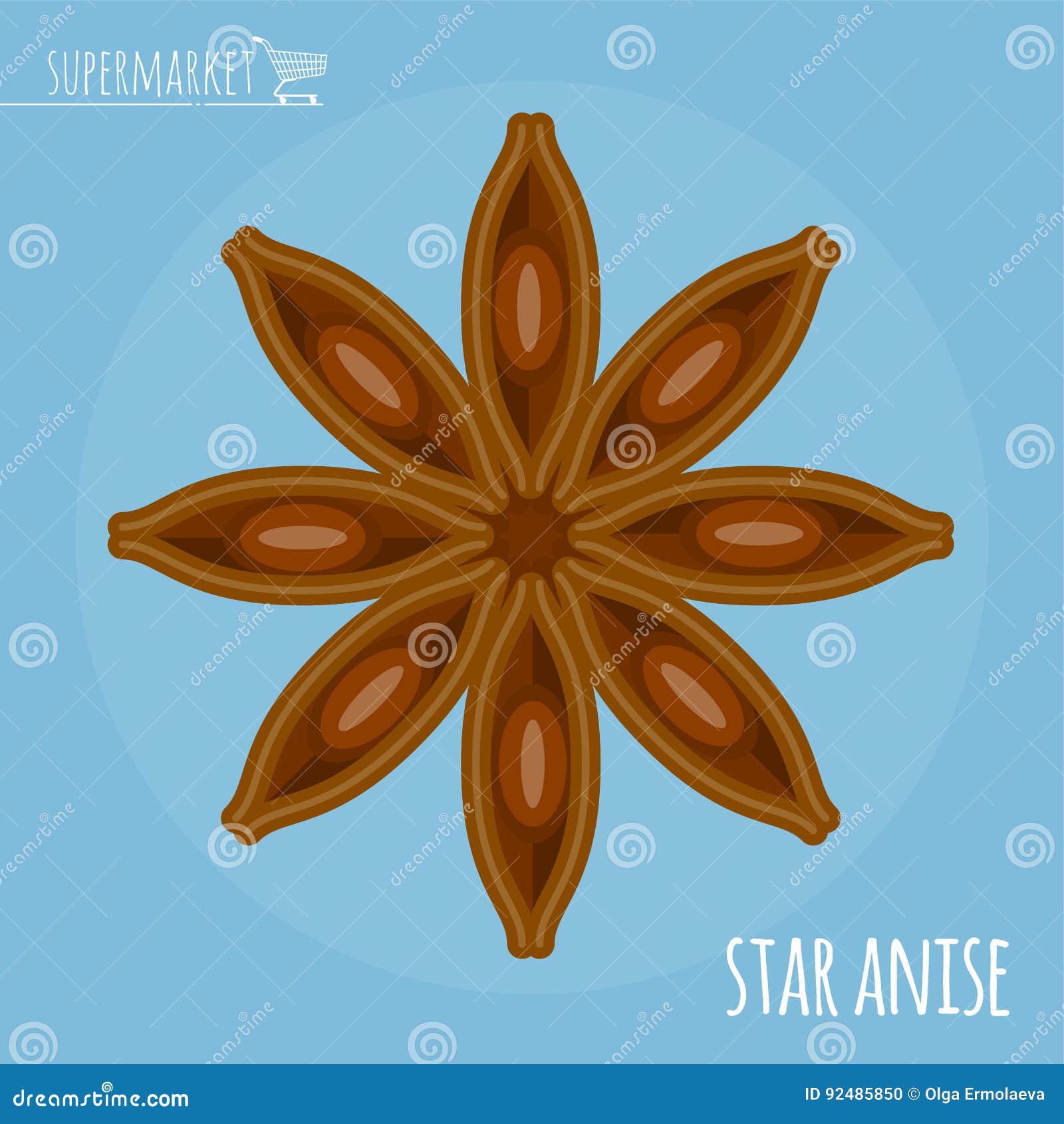 Star Anise Flat Design Vector Icon. Stock Vector - Illustration of icon ...