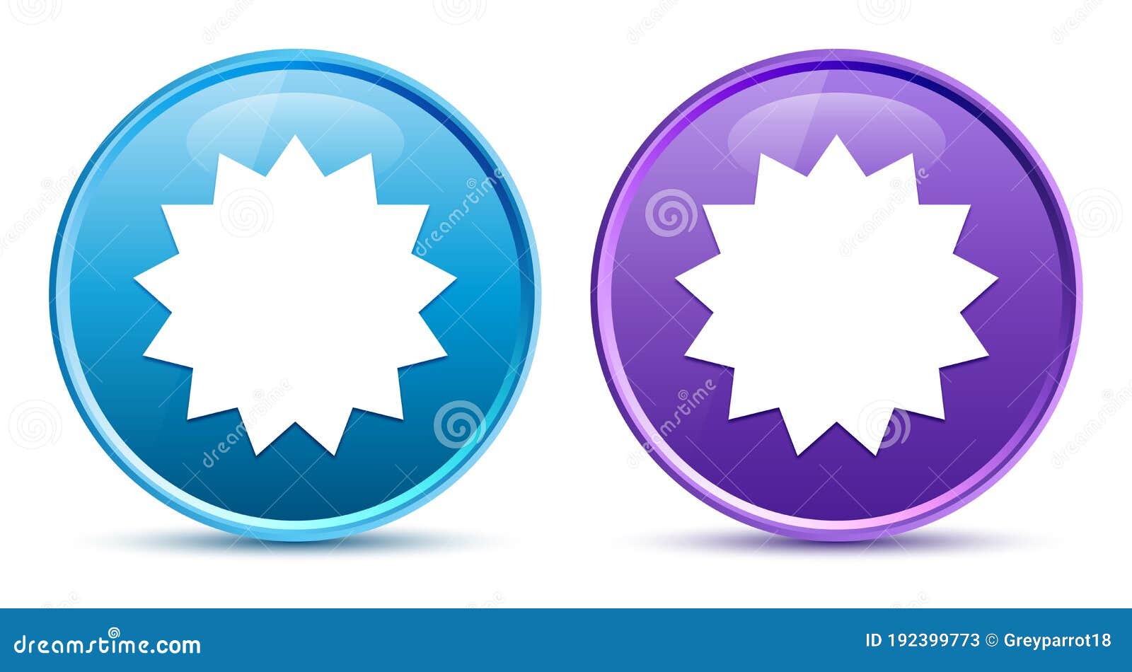 Star Badge Icon Sleek Soft Round Button Set Illustration Stock Vector ...