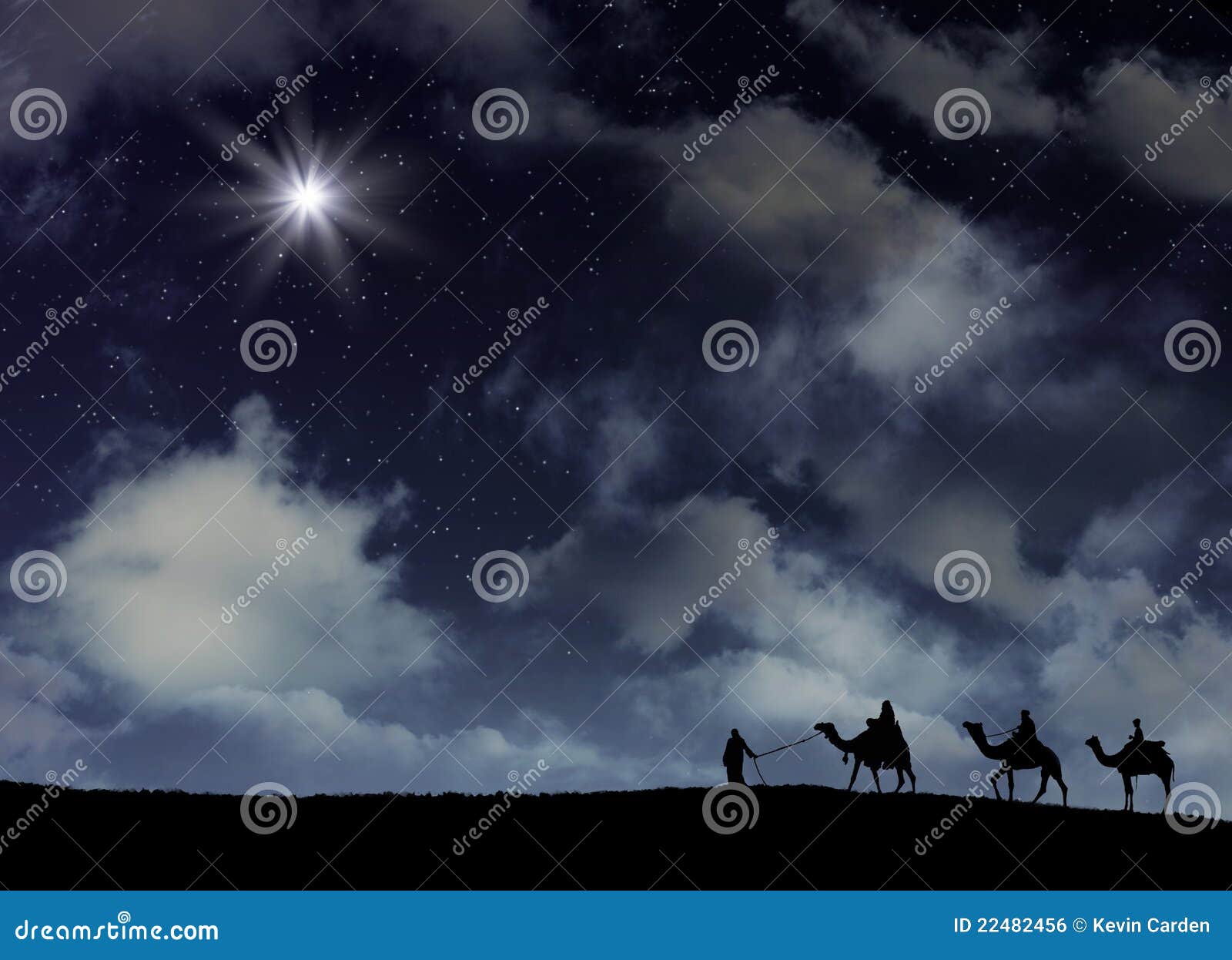 The Star of Bethlehem on a Snowy Night Stock Photo - Image of hills ...