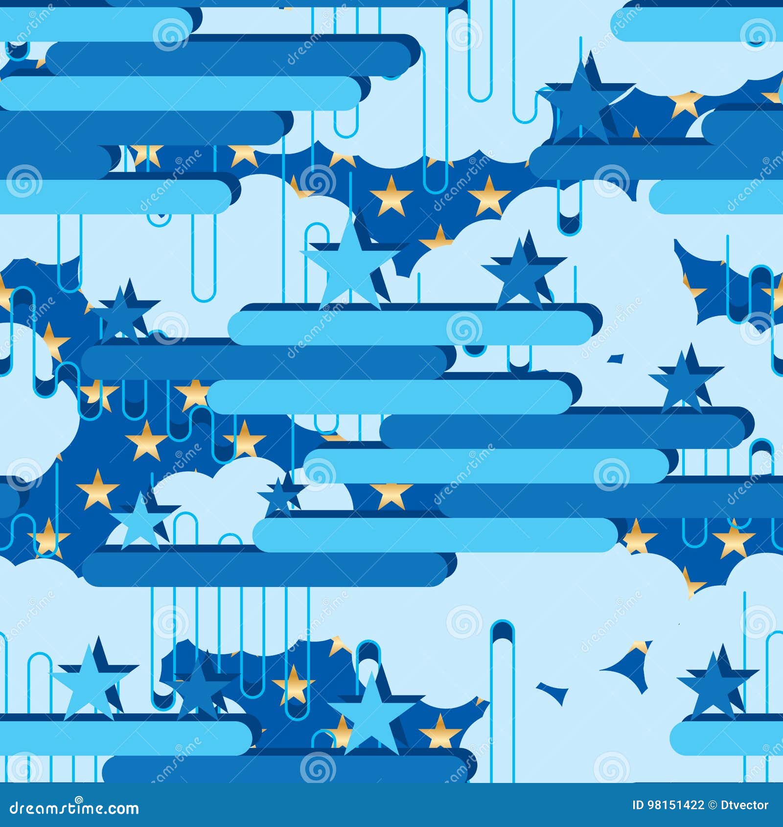 Star Blue Sky Cloud Rectangle Circle Line Seamless Pattern Stock Vector ...