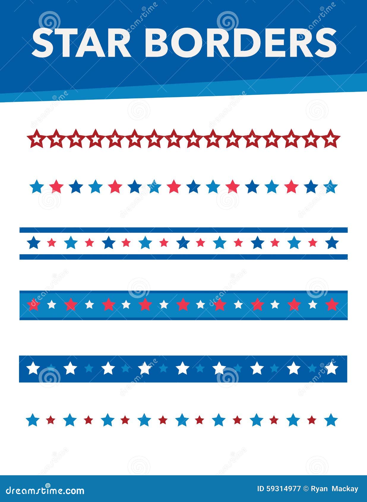 Red White And Blue Stars Border