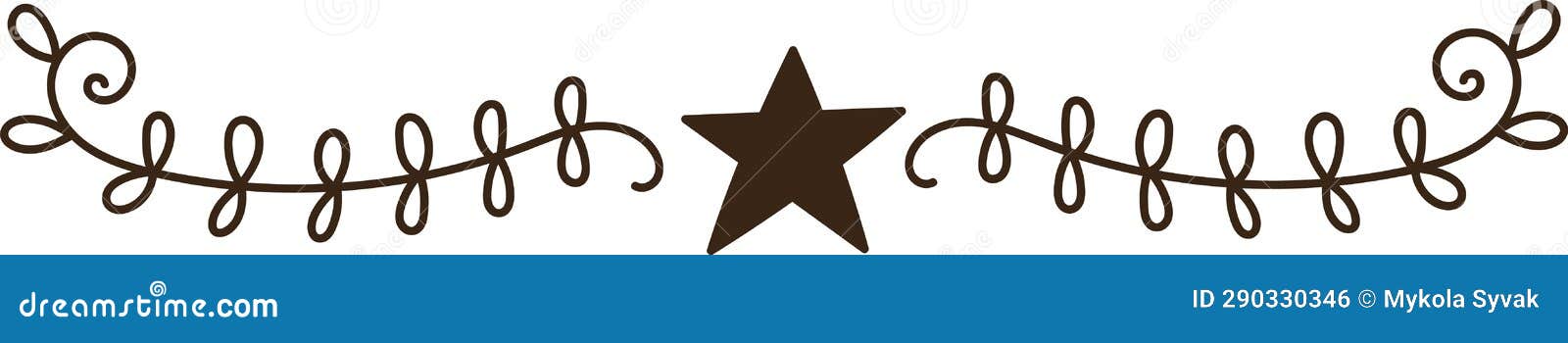 Star with Branches Christmas Border Stock Illustration - Illustration ...