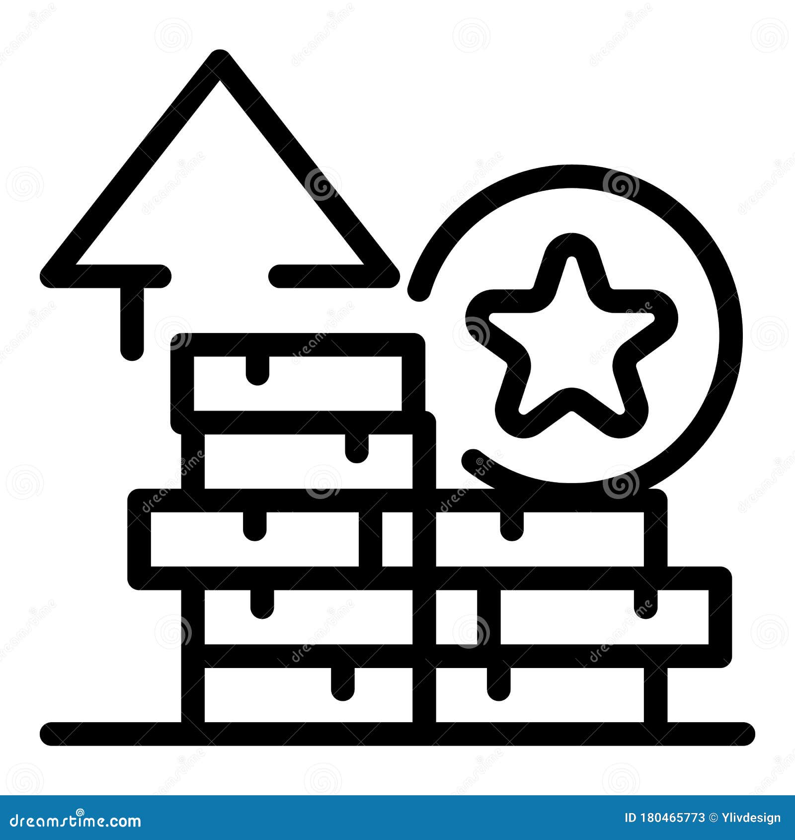 A Star on a Brick Wall Icon, Outline Style Stock Vector - Illustration ...