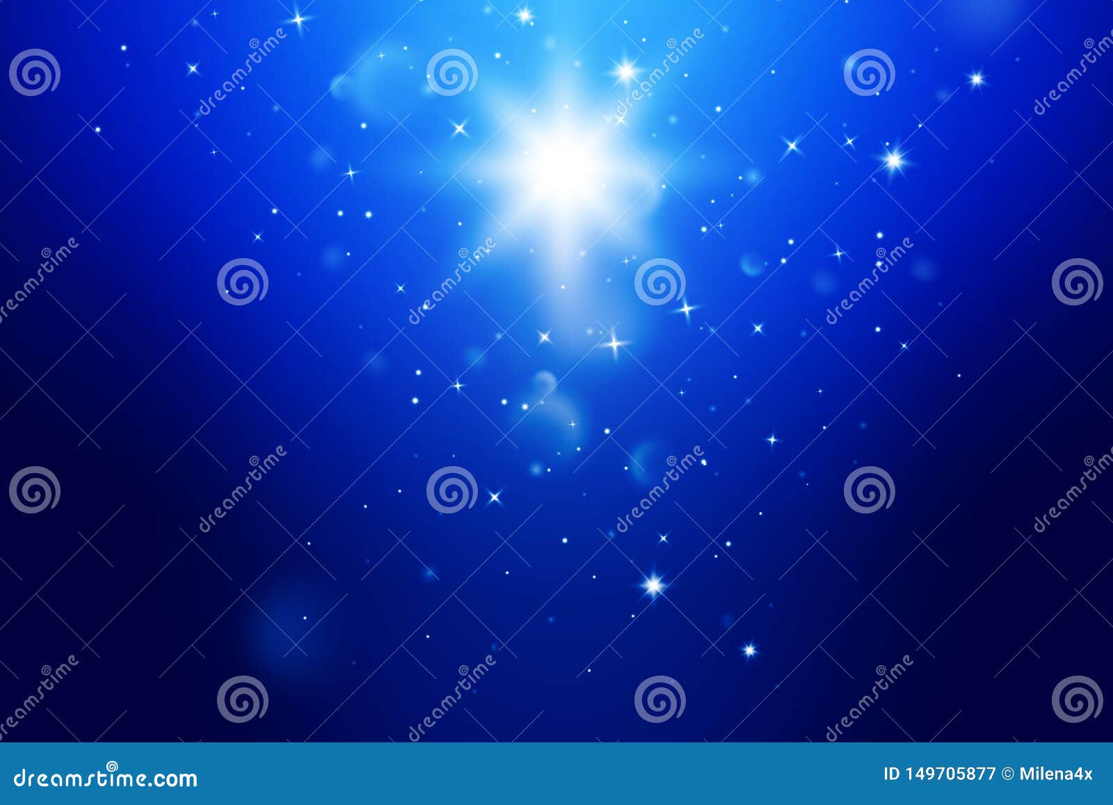 Star Burst with Sparkles and Light Effect. Blue Background with Glitter ...