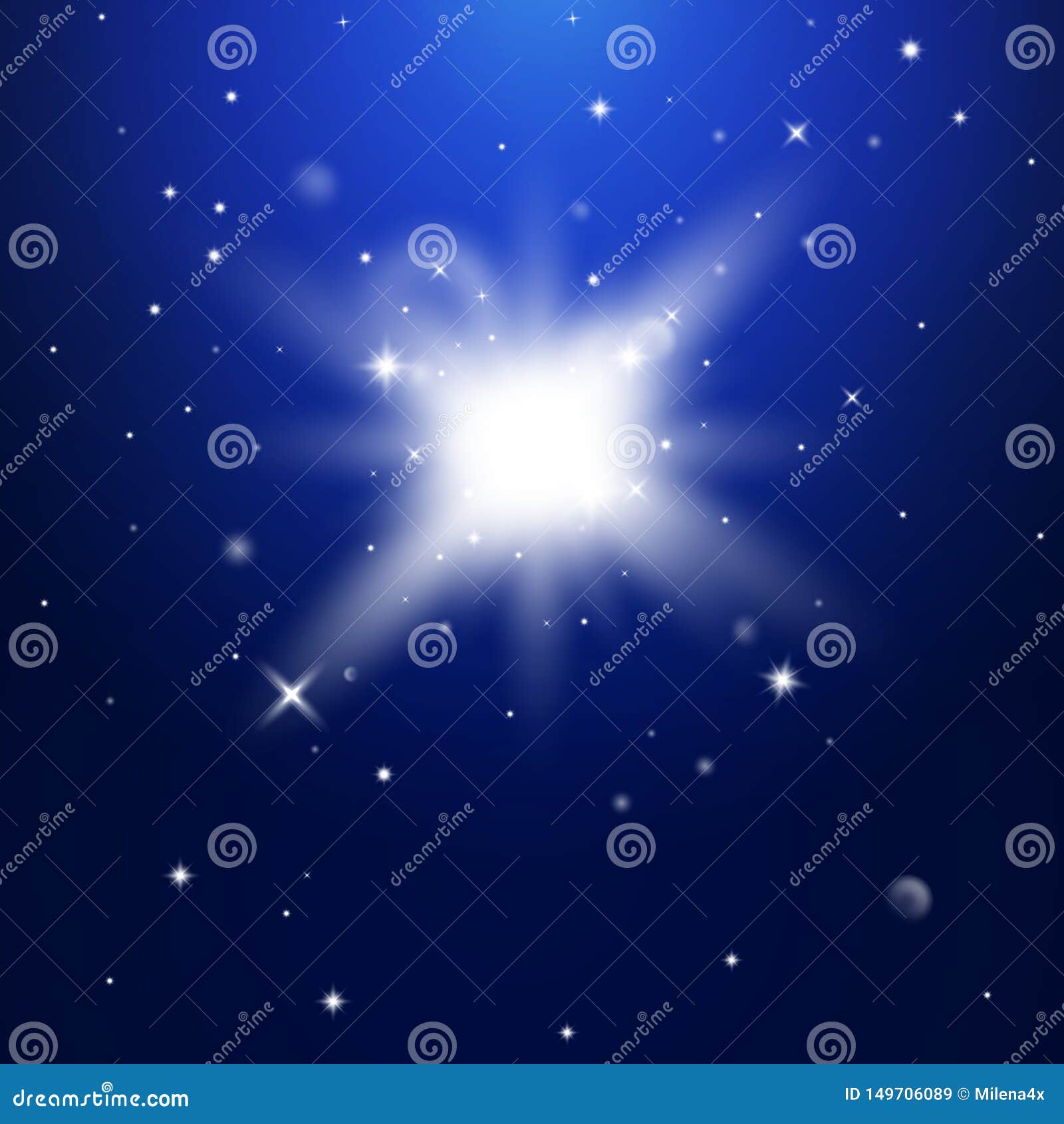 Star Burst with Sparkles and Light Effect. Blue Background with Glitter ...