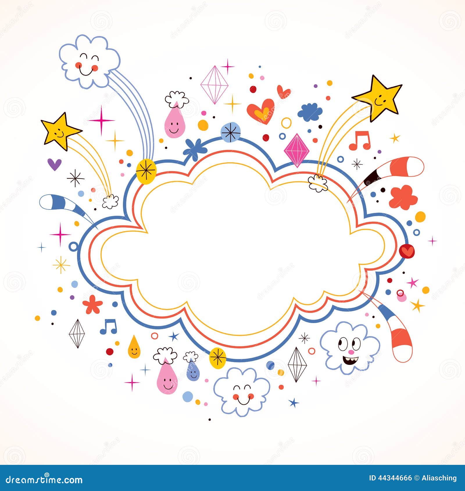 Cloud Shape. Vector Set Of Clouds Silhouettes Isolated On Blue ...