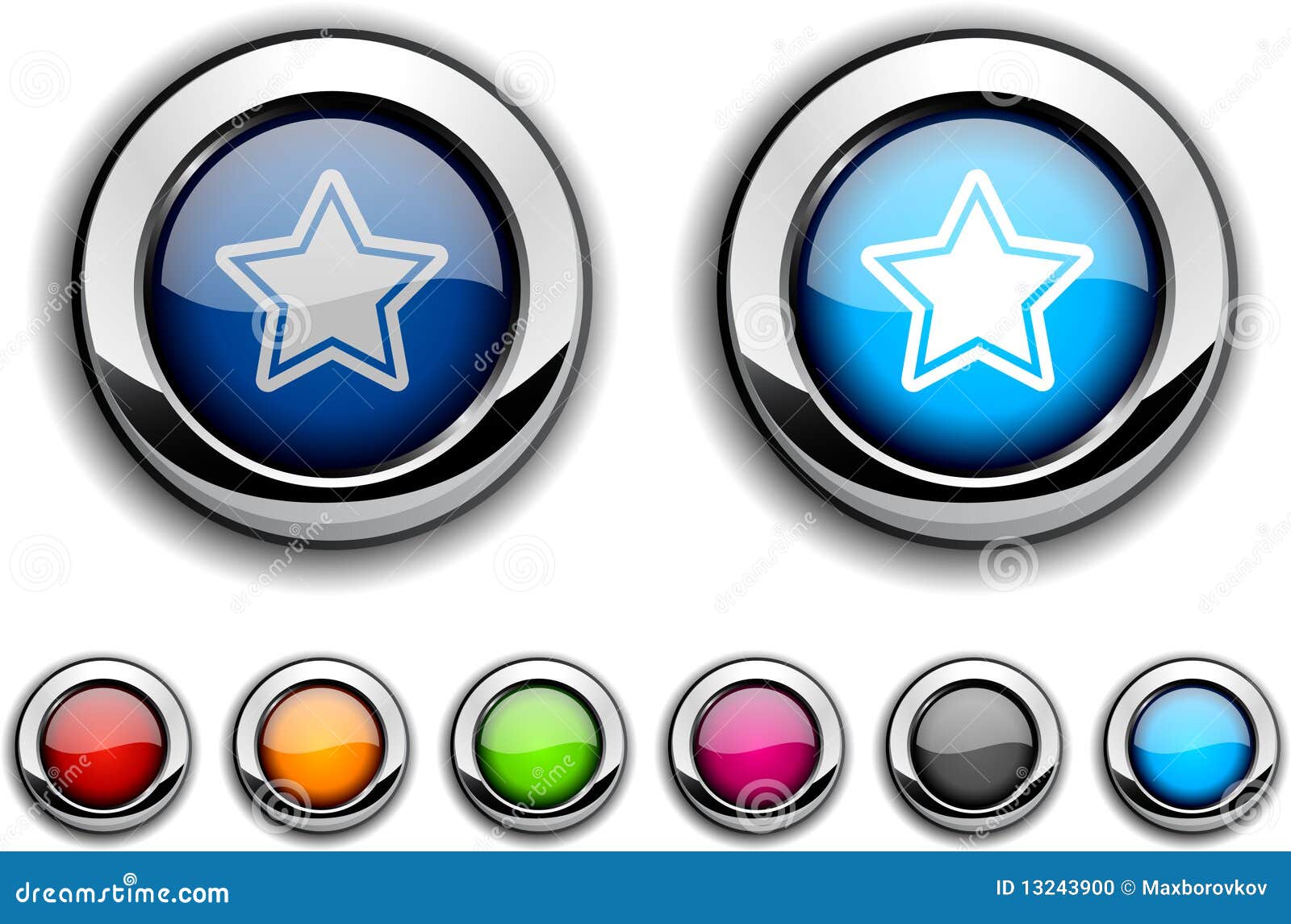Star button. stock vector. Illustration of gray, internet - 13243900