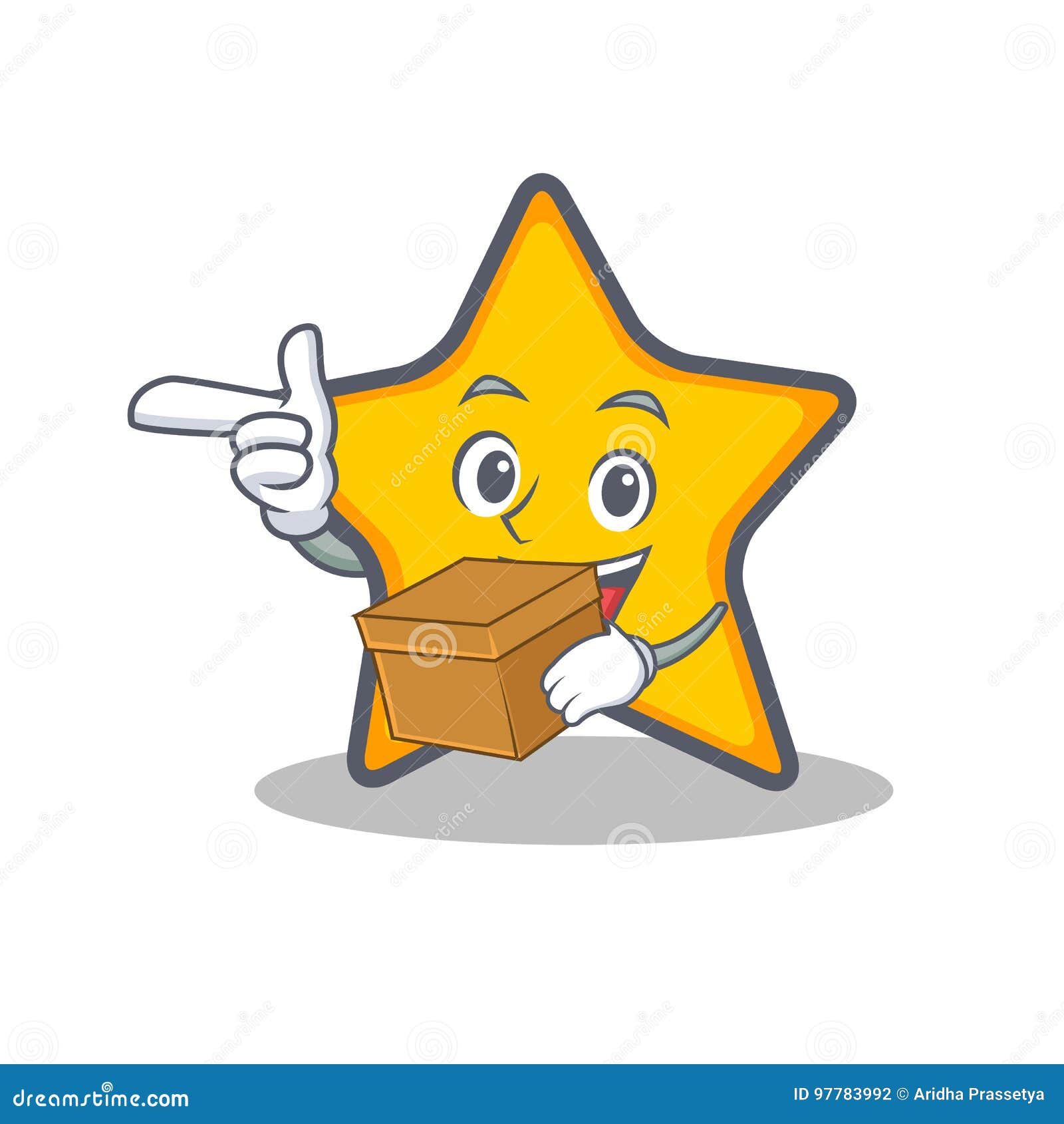 Star Character Cartoon Style with Box Stock Vector - Illustration of ...