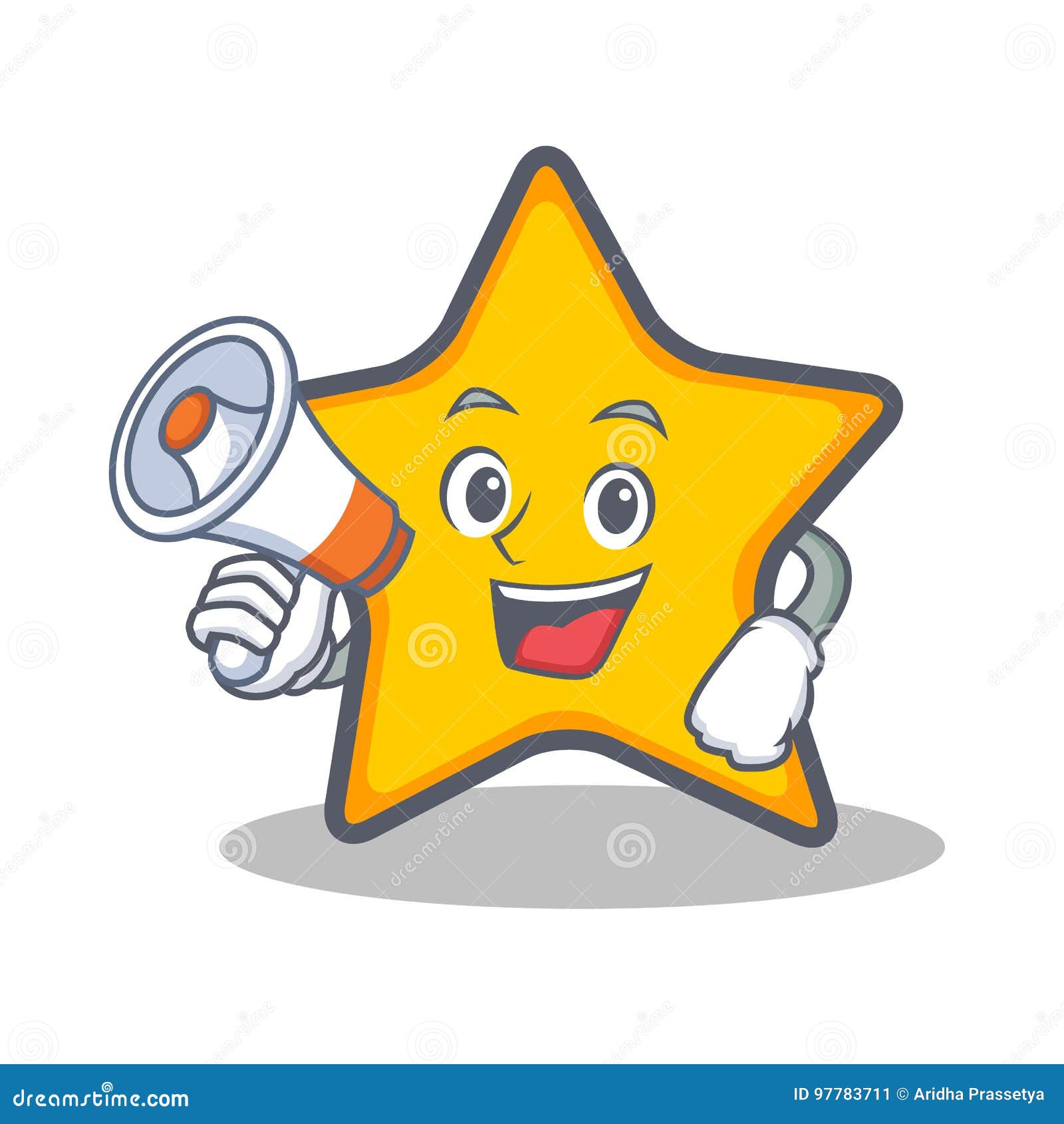 Star Character Cartoon Style with Megaphone Stock Vector - Illustration ...