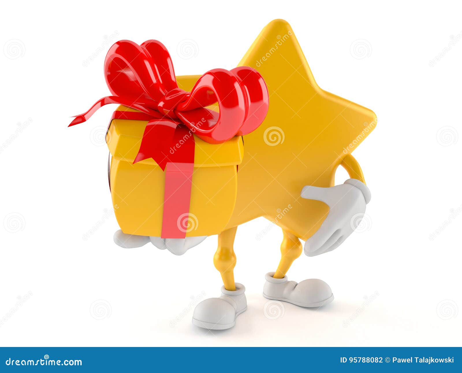 Star Character Holding Gift Stock Illustration - Illustration of shape ...