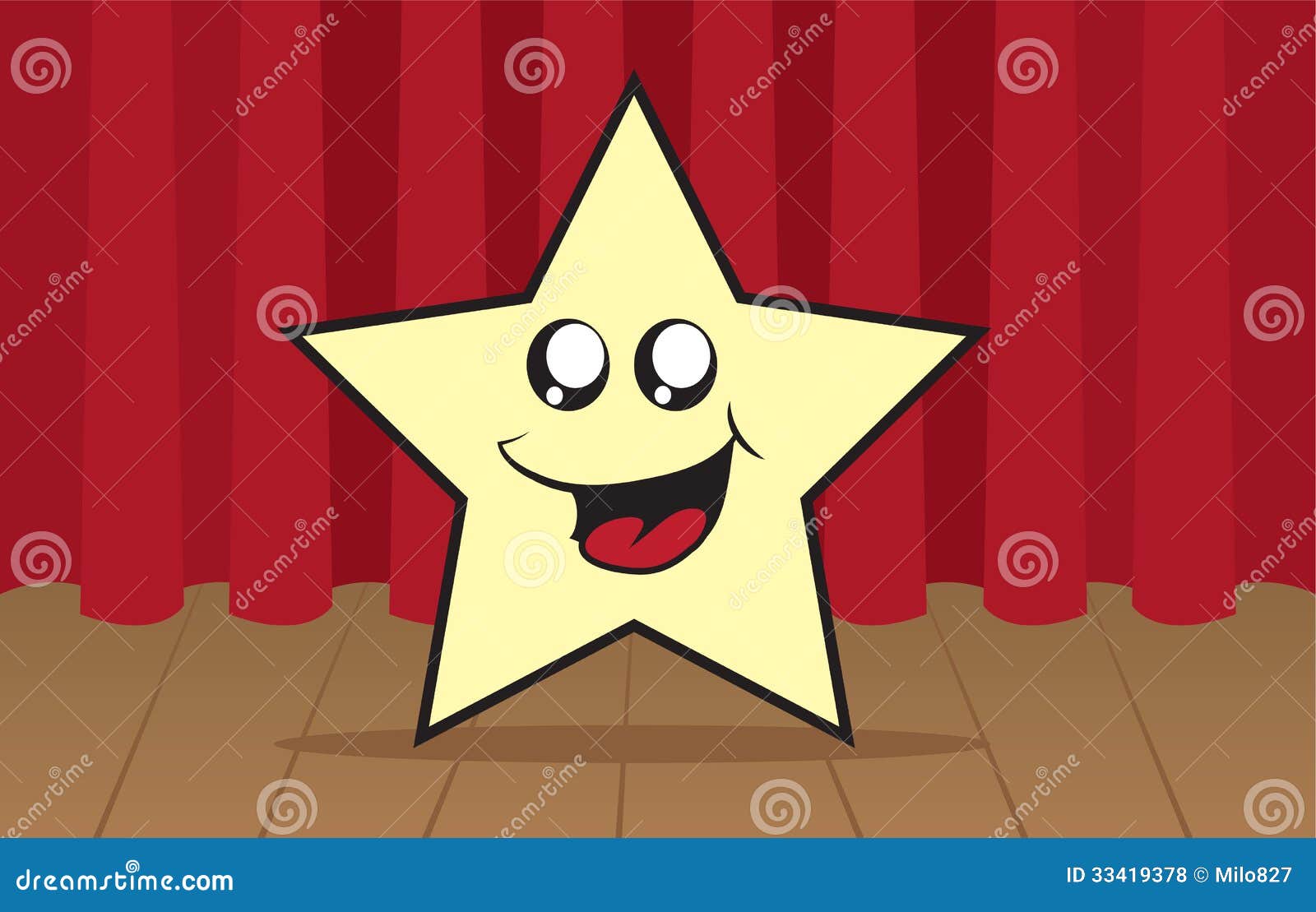 Star Character on Stage stock vector. Illustration of curtain - 33419378
