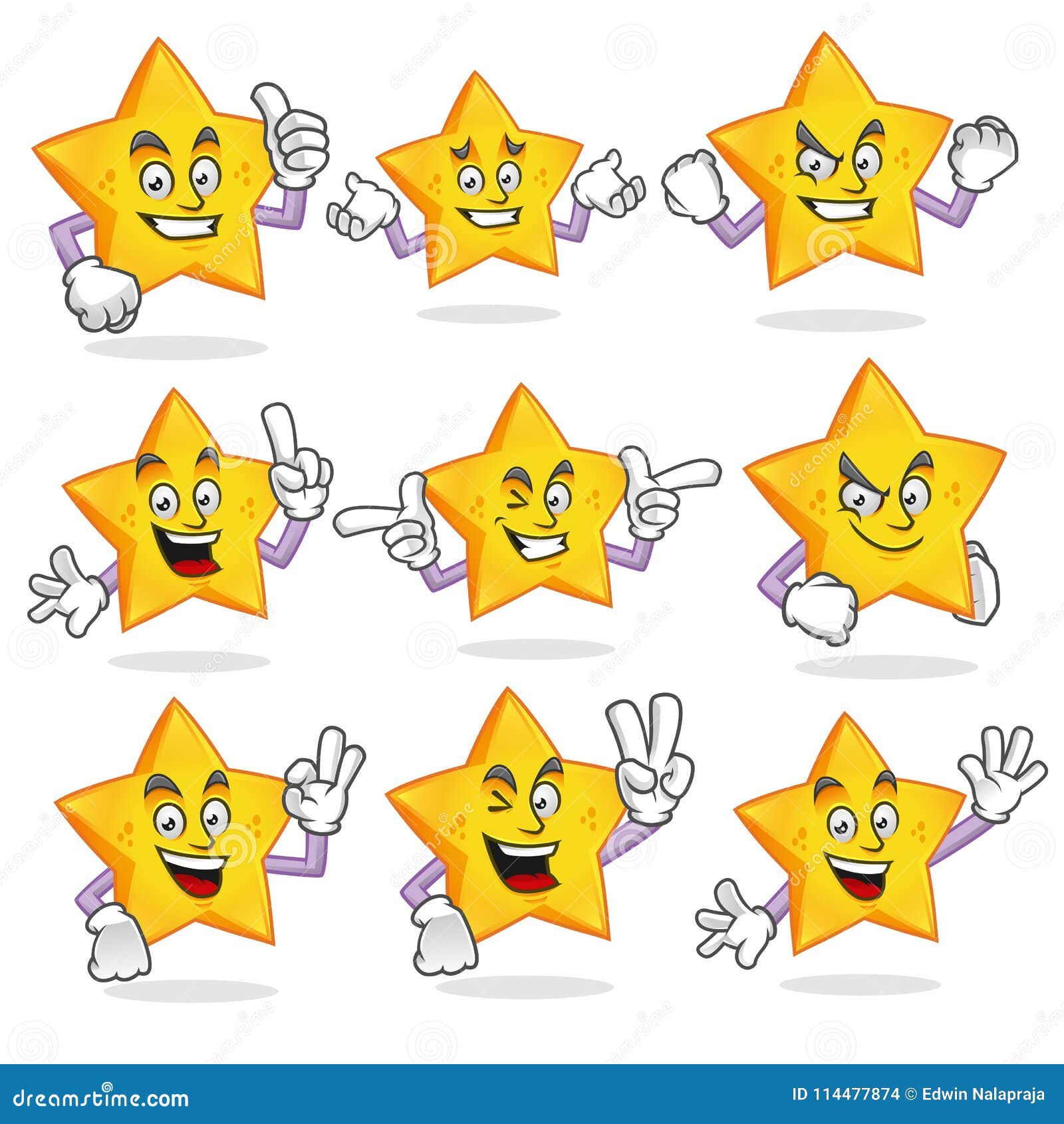 Vector set of star mascot stock vector. Illustration of bright - 114477874