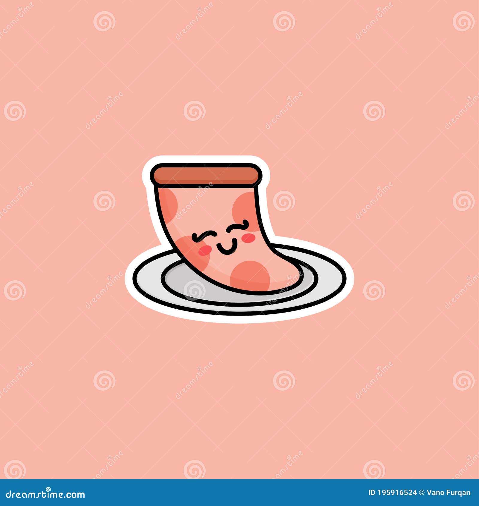 Cute Pink Pizza Slice Isolated on Pink Cartoon Character Vector ...