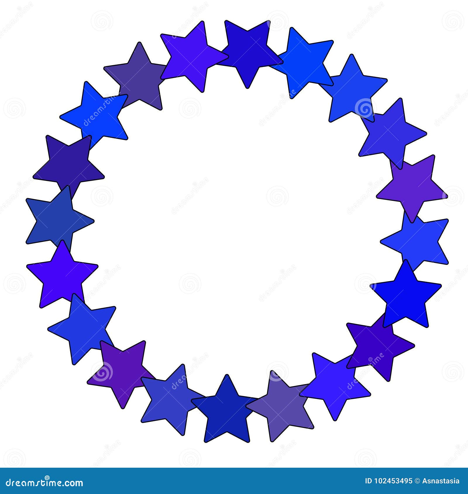 Star in Circle Shape. Starry Vector Border Frame Icon Isolated on a ...