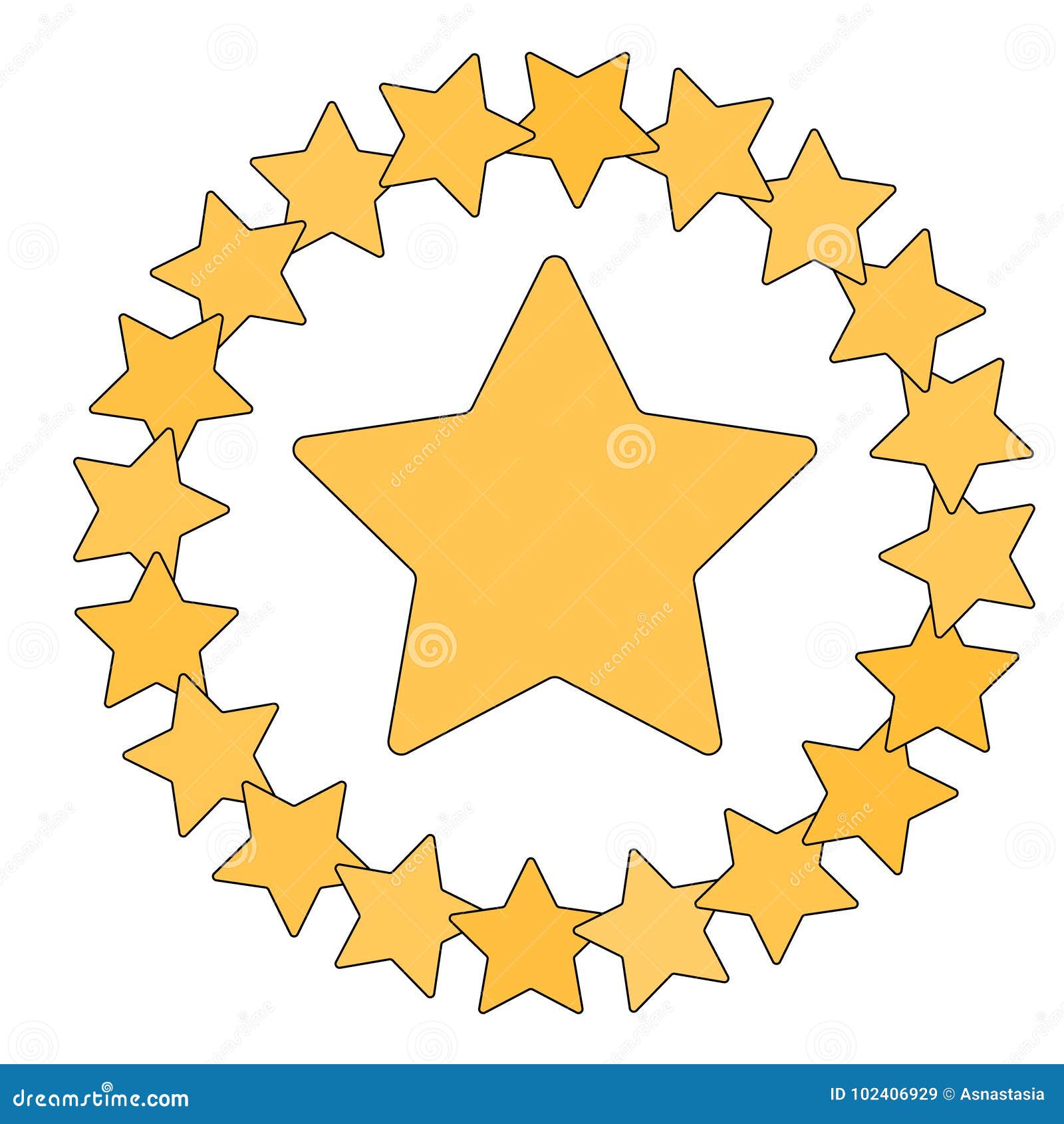 Star in Circle Shape. Starry Vector Border Frame Icon Isolated on a ...