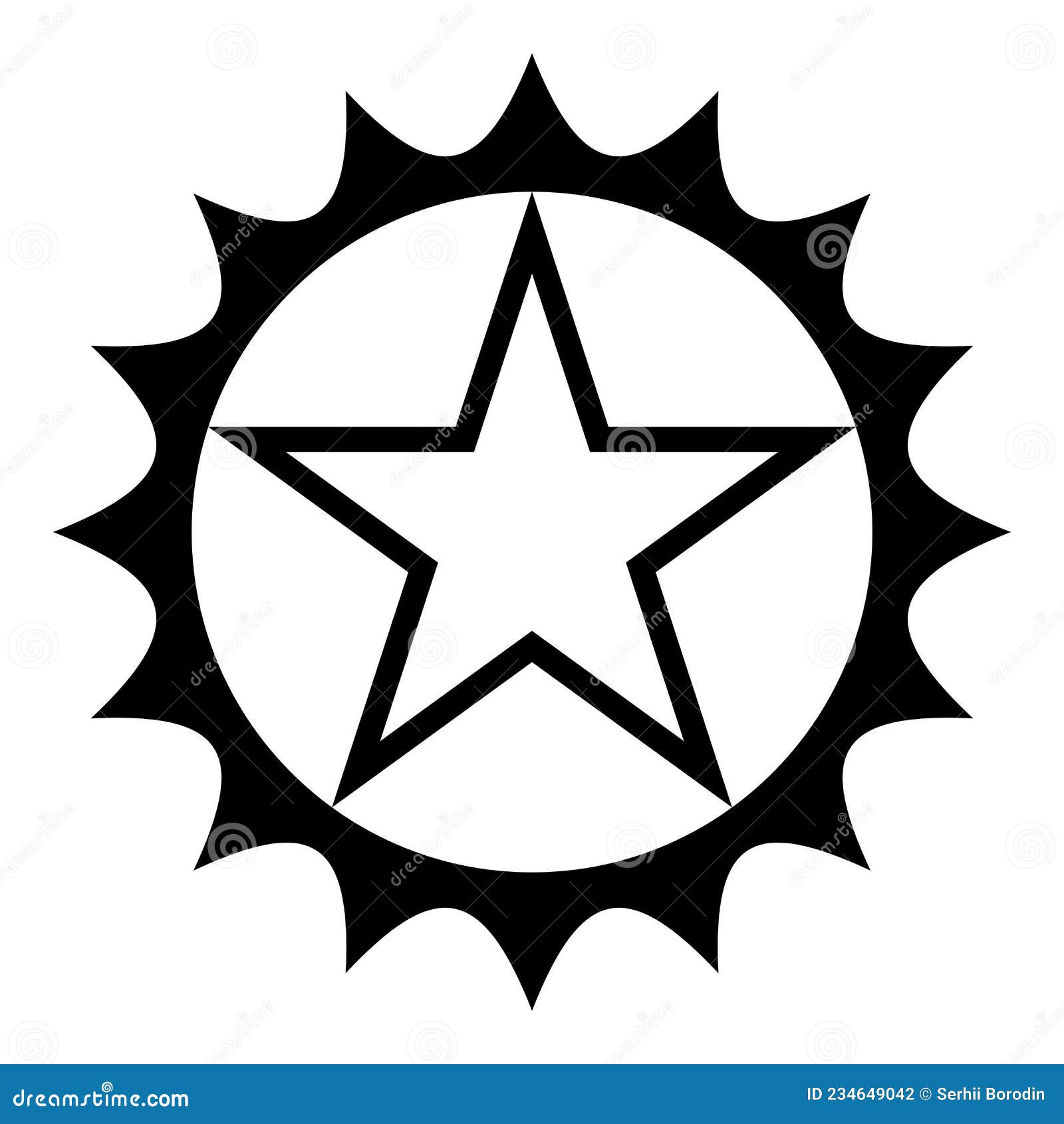 Star in Circle with Sharp Edges Icon Black Color Vector Illustration ...