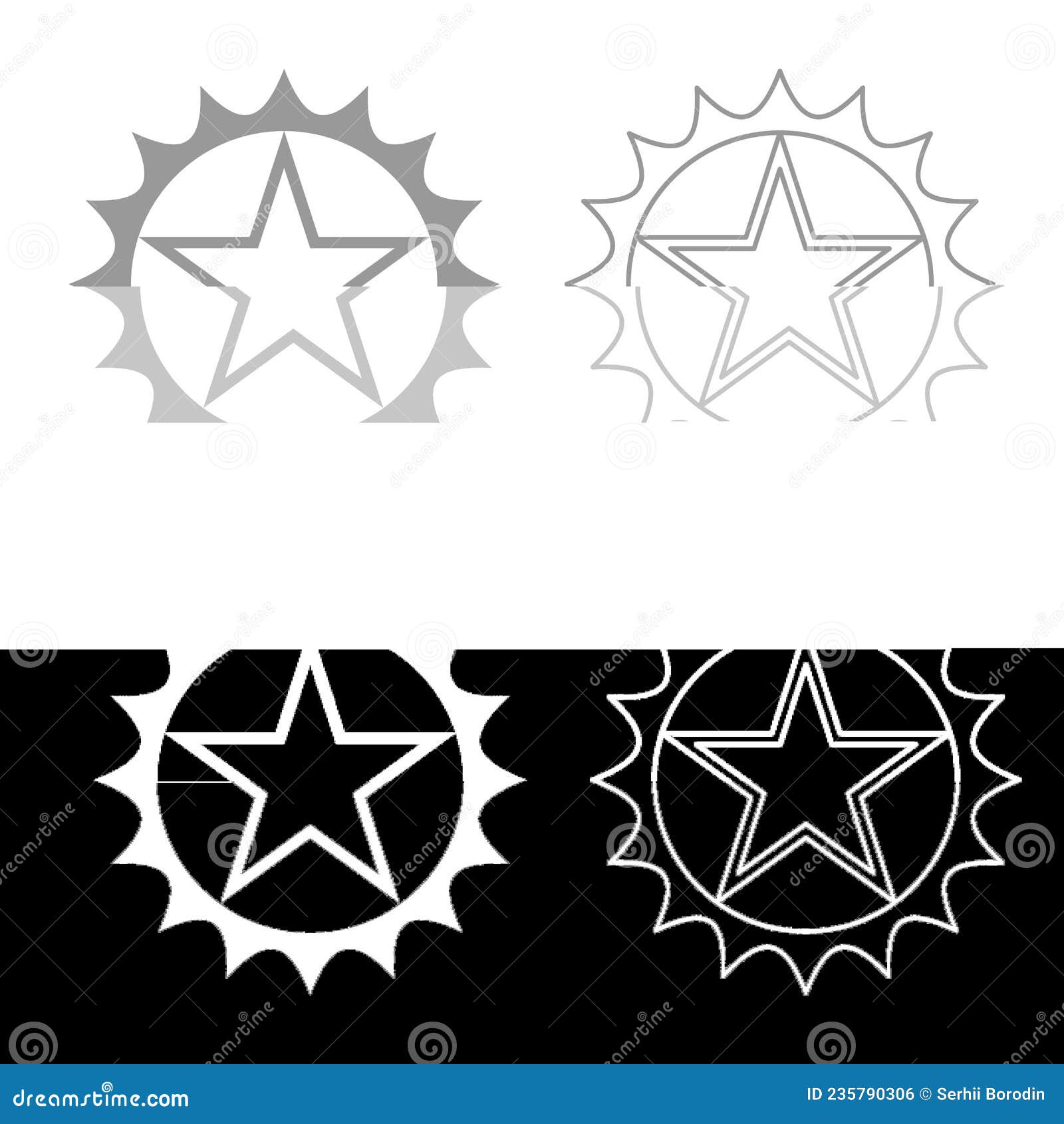 Star in Circle with Sharp Edges Set Icon Grey Black Color Vector ...