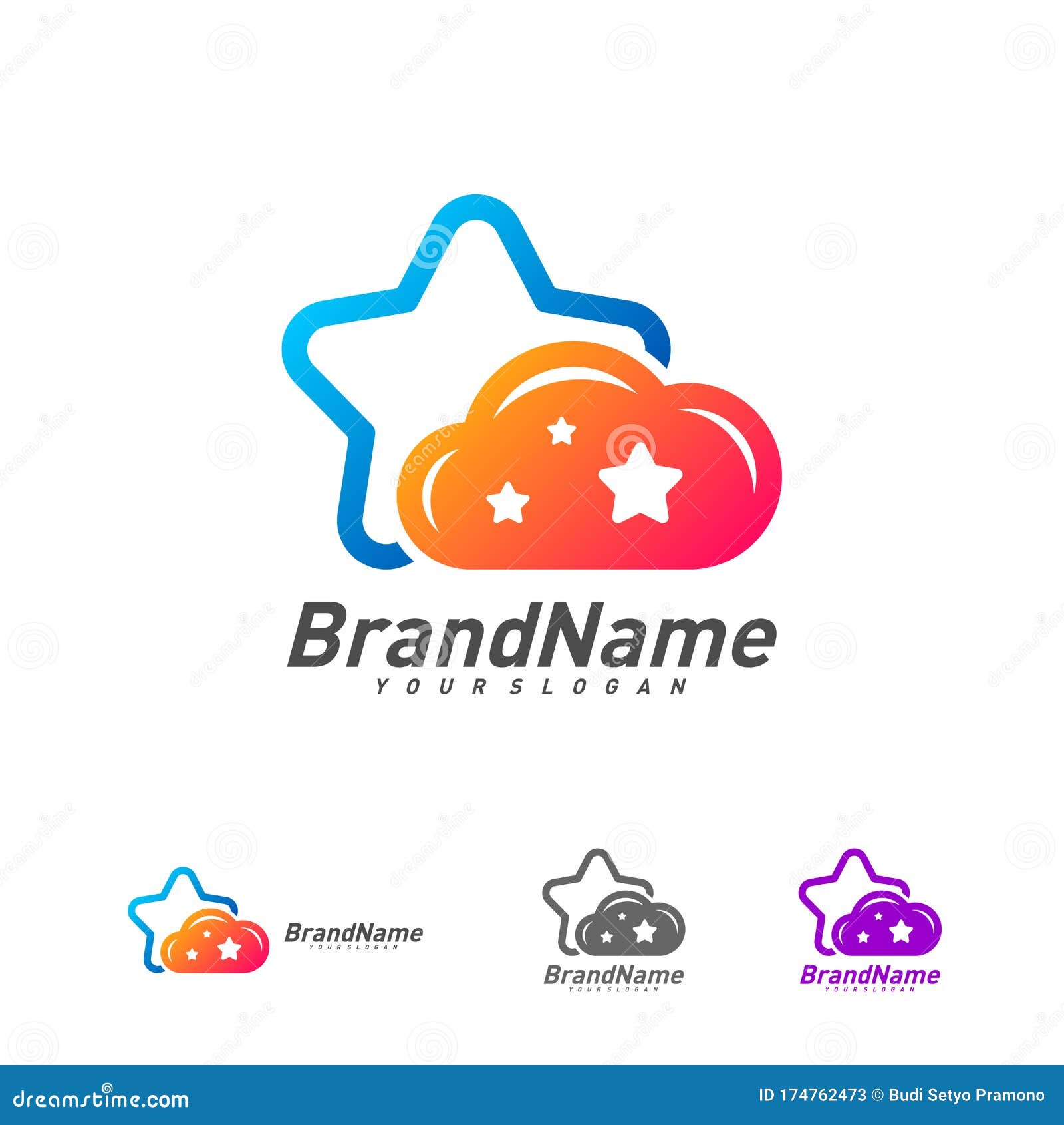 Star Cloud Logo Vector Template, Cloud Star Logo Design Concept, Icon ...