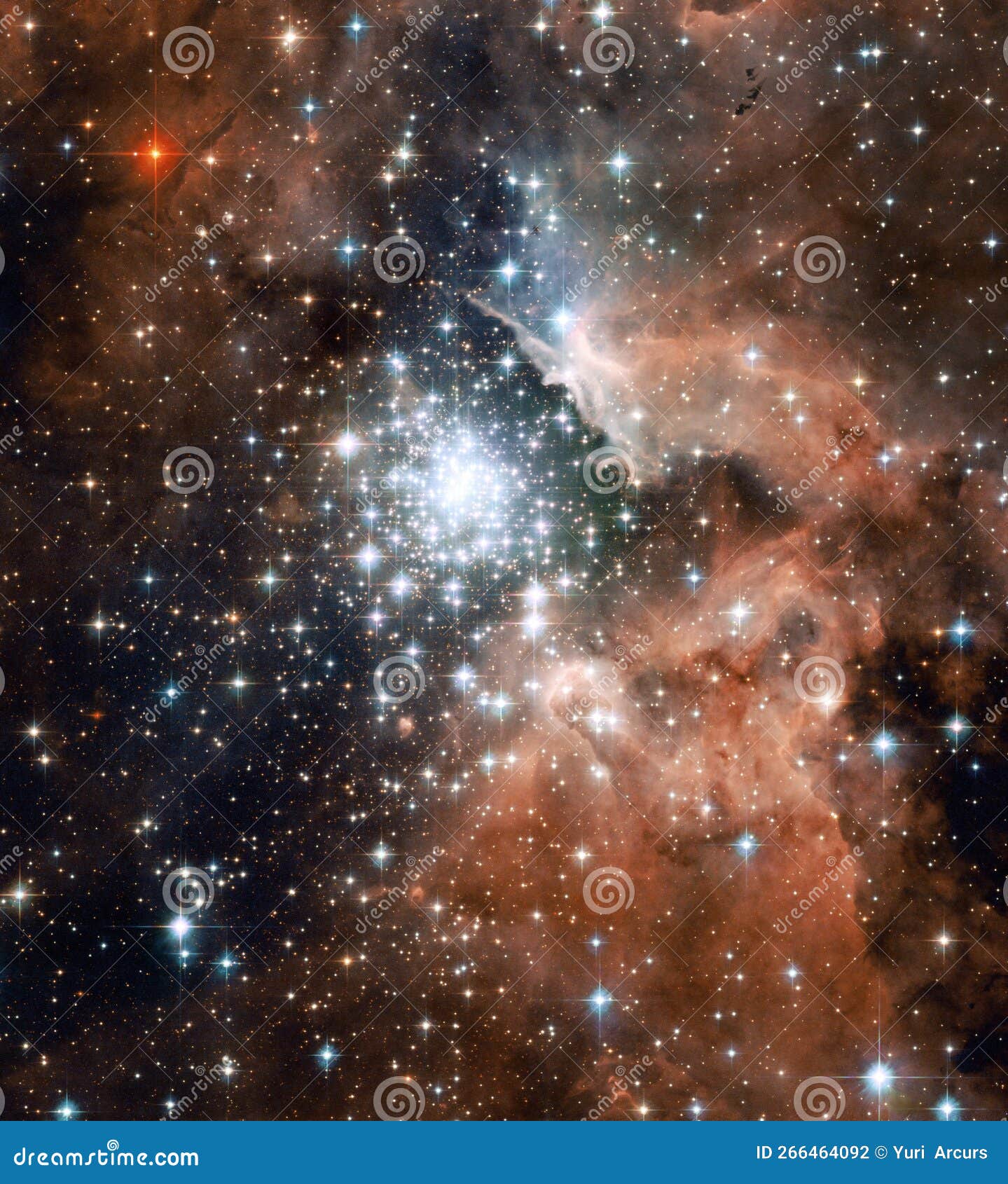 Star Cluster Bursts into Life this Hubble Image Stock Illustration ...