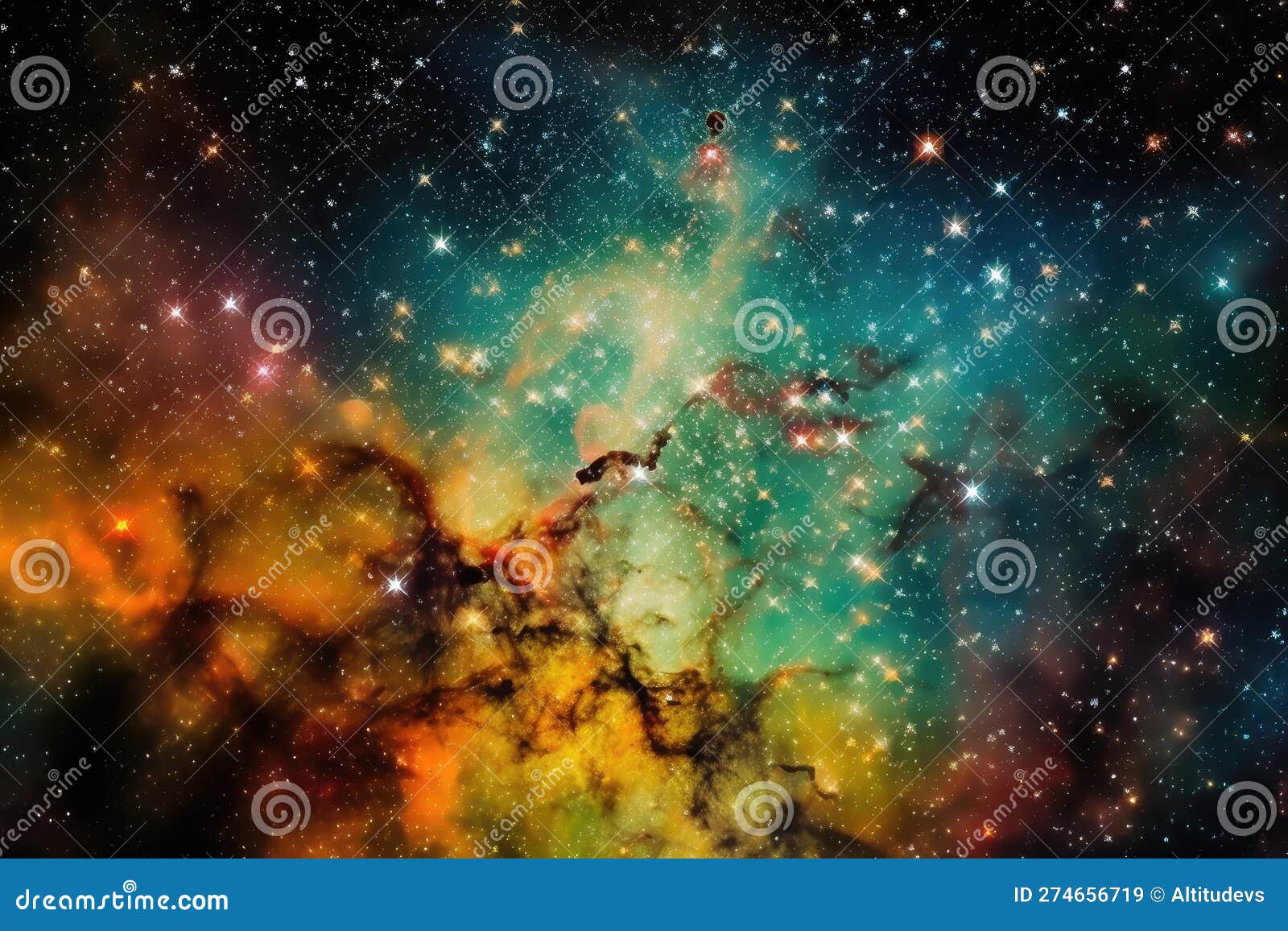 Star Cluster, with Stars of Different Colors and Brightnesses, Against ...