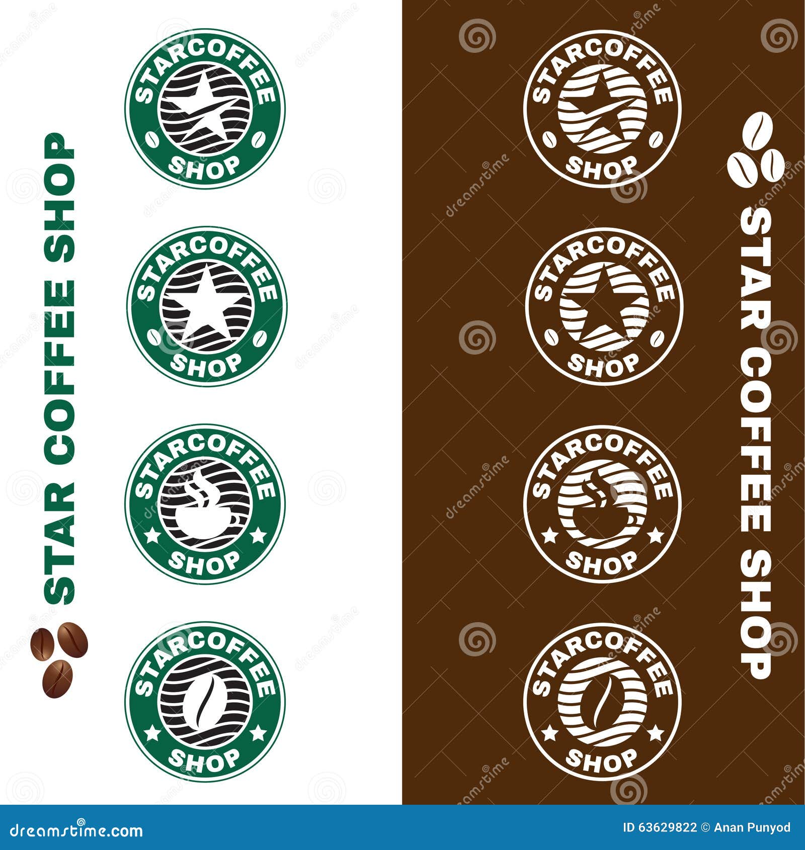 Star Coffee Shop Logo Circle Style Vector Set Design Stock Vector ...